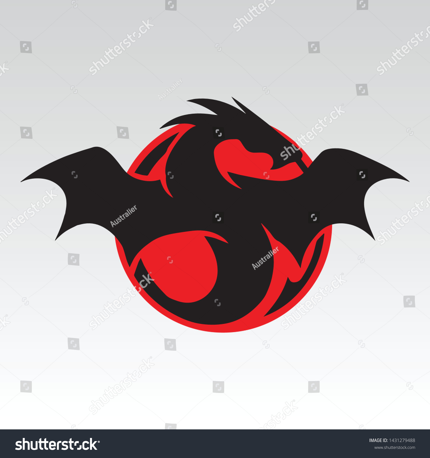 Myth Dragon Shape Circle Stock Vector (Royalty Free) 1431279488