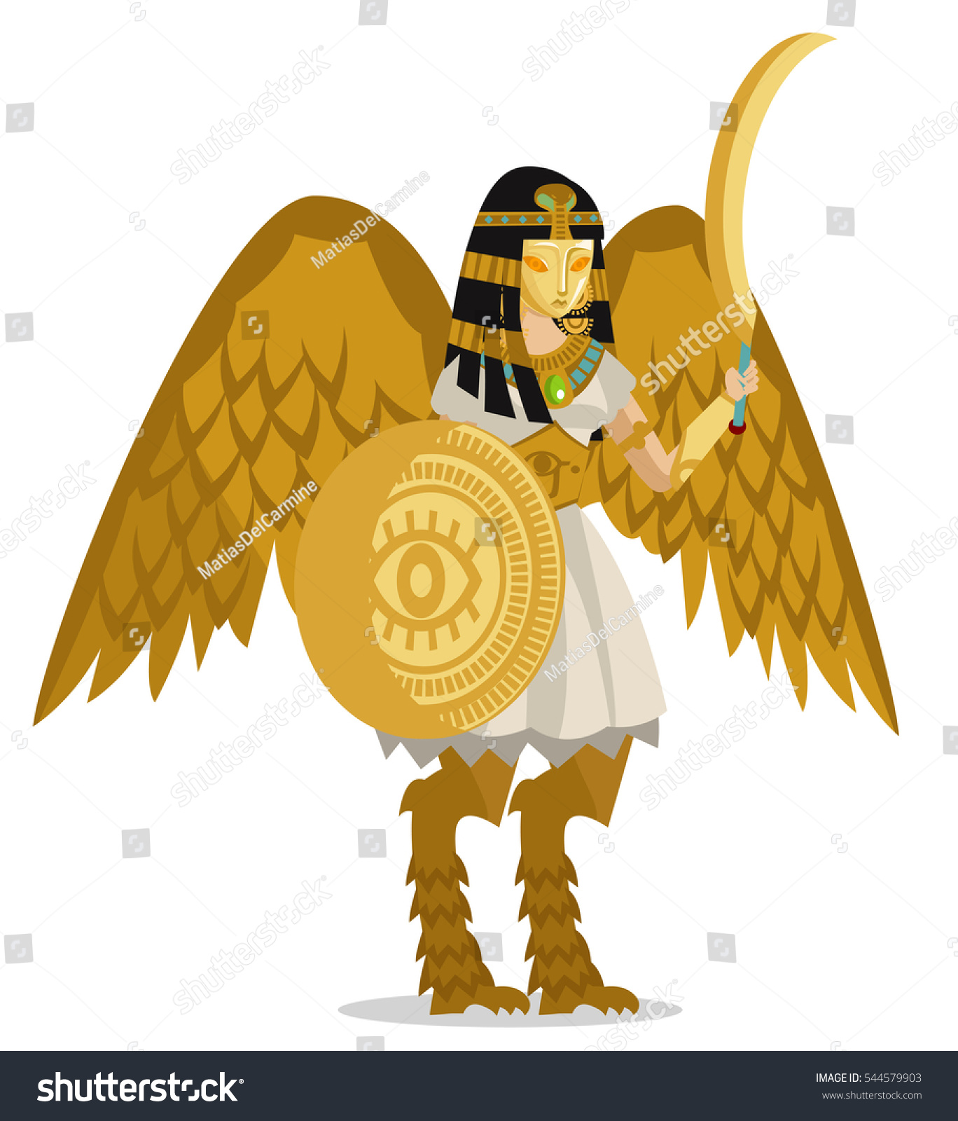 Mythical Creature Harpy Sphinx Scimitar: vector de stock (libre de ...