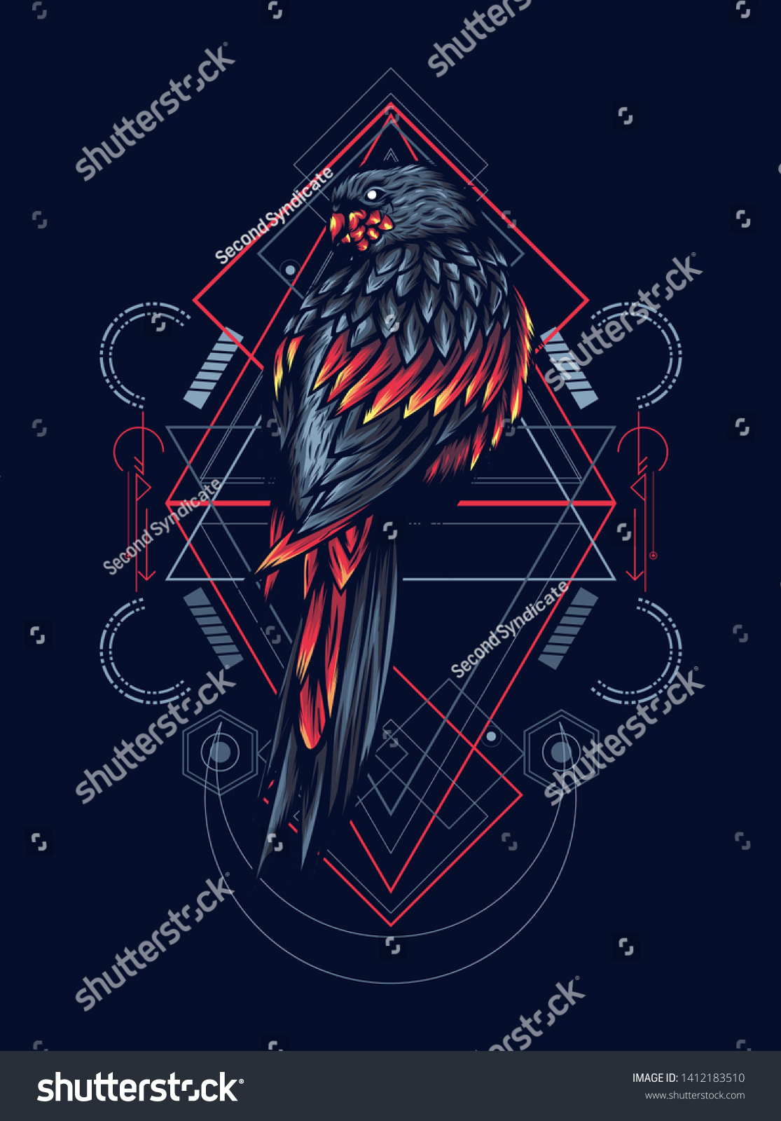 Mythical Parrot Sacred Geometry Pattern Stock Vector (Royalty Free ...