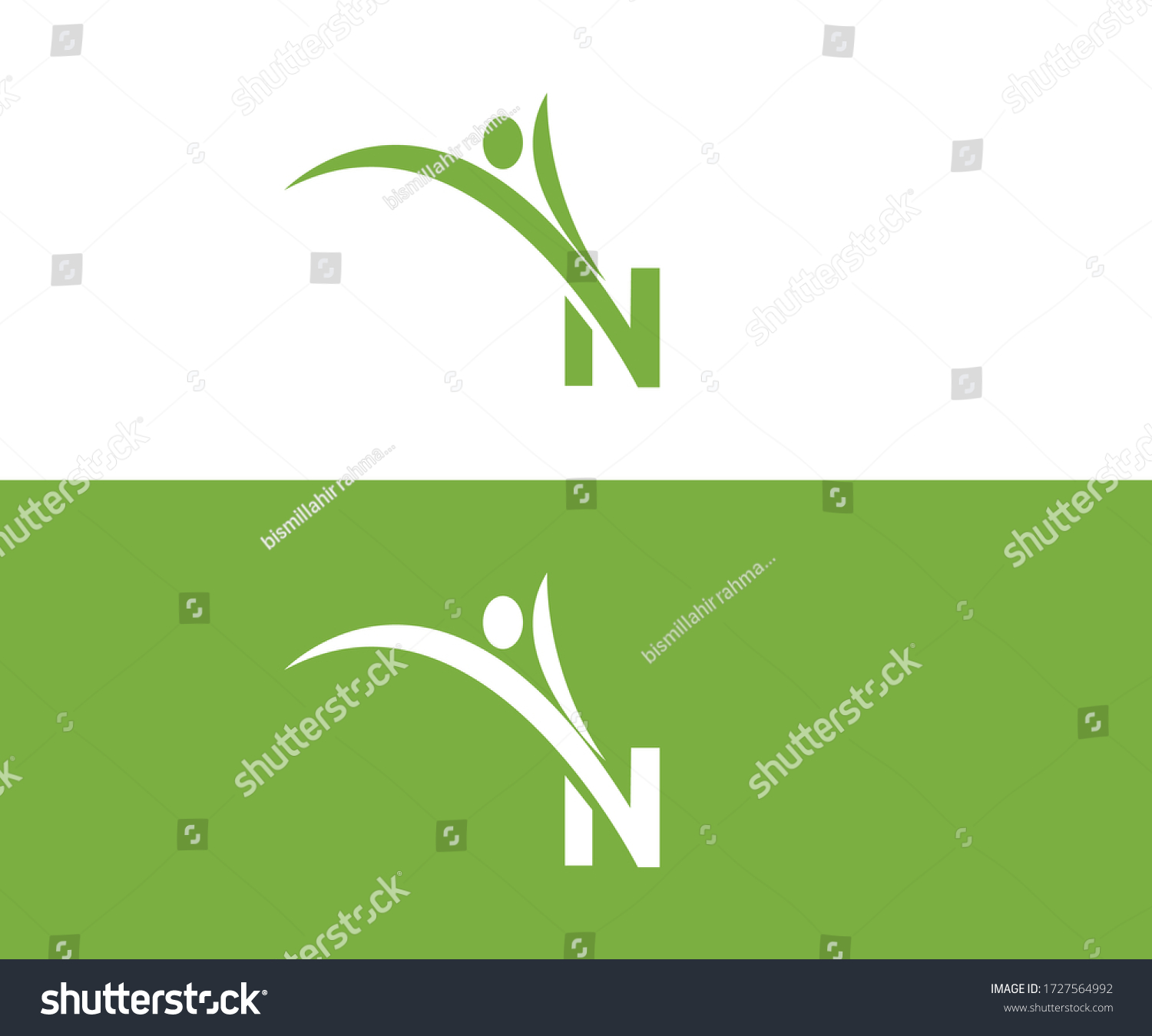 N Green Logo Design Vector Stock Vector (Royalty Free) 1727564992 ...