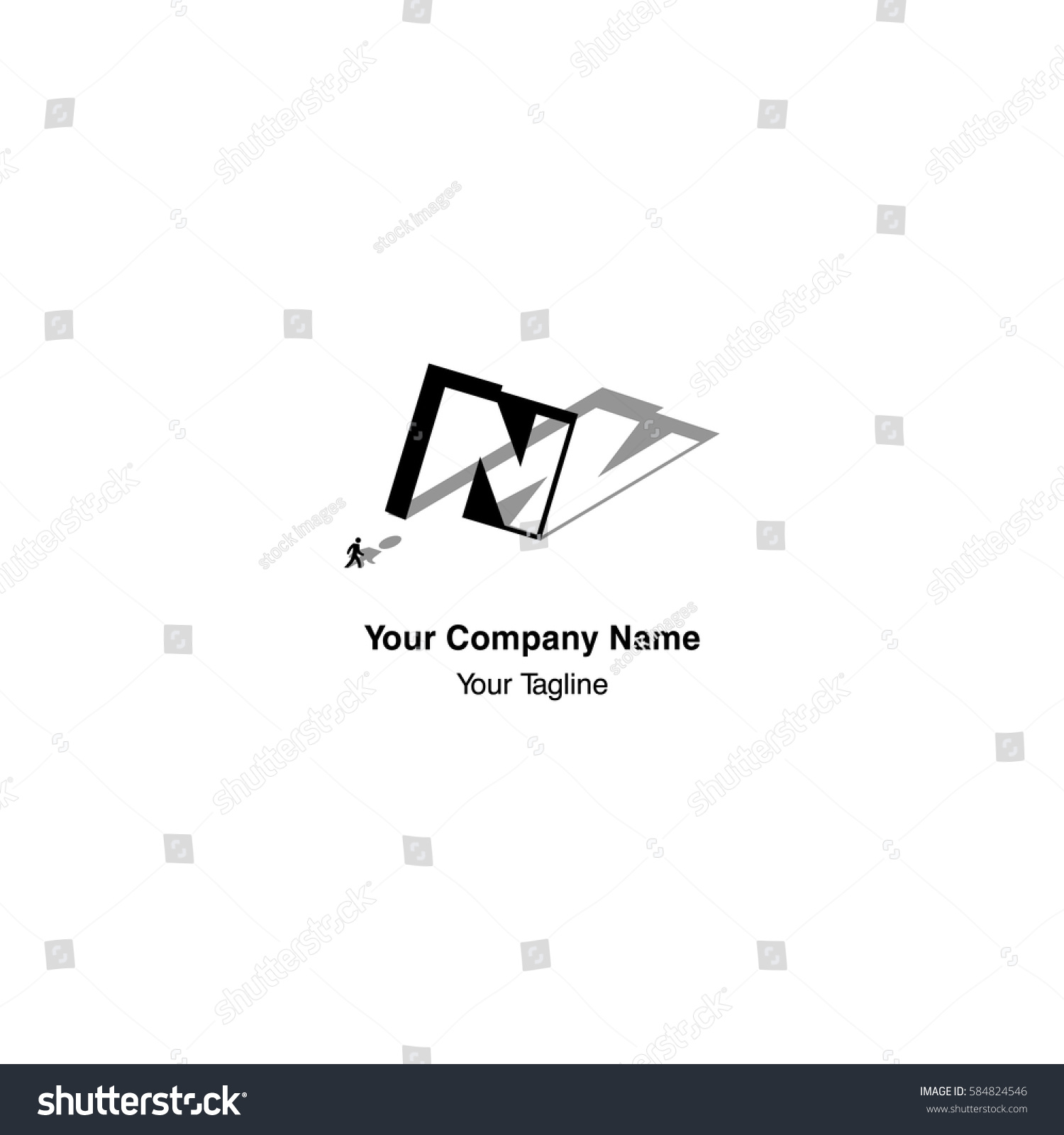 N Letter Negative Space Shadow Stock Vector (Royalty Free) 584824546