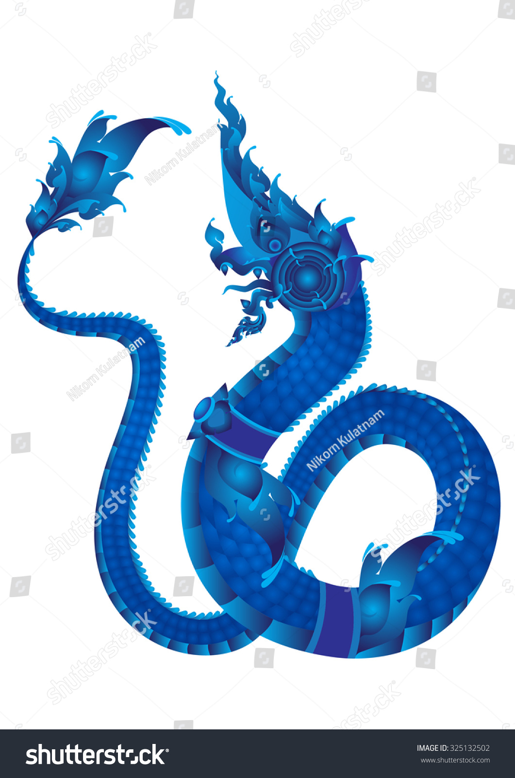 Naga Thai Dragon Pattern Symbol Vector Stock Vector 325132502 ...