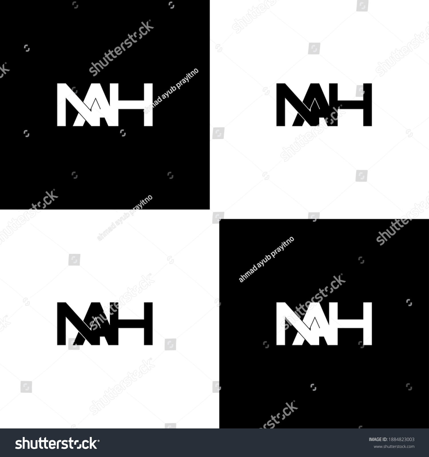 Nah Original Monogram Logo Design Stock Vector (Royalty Free ...