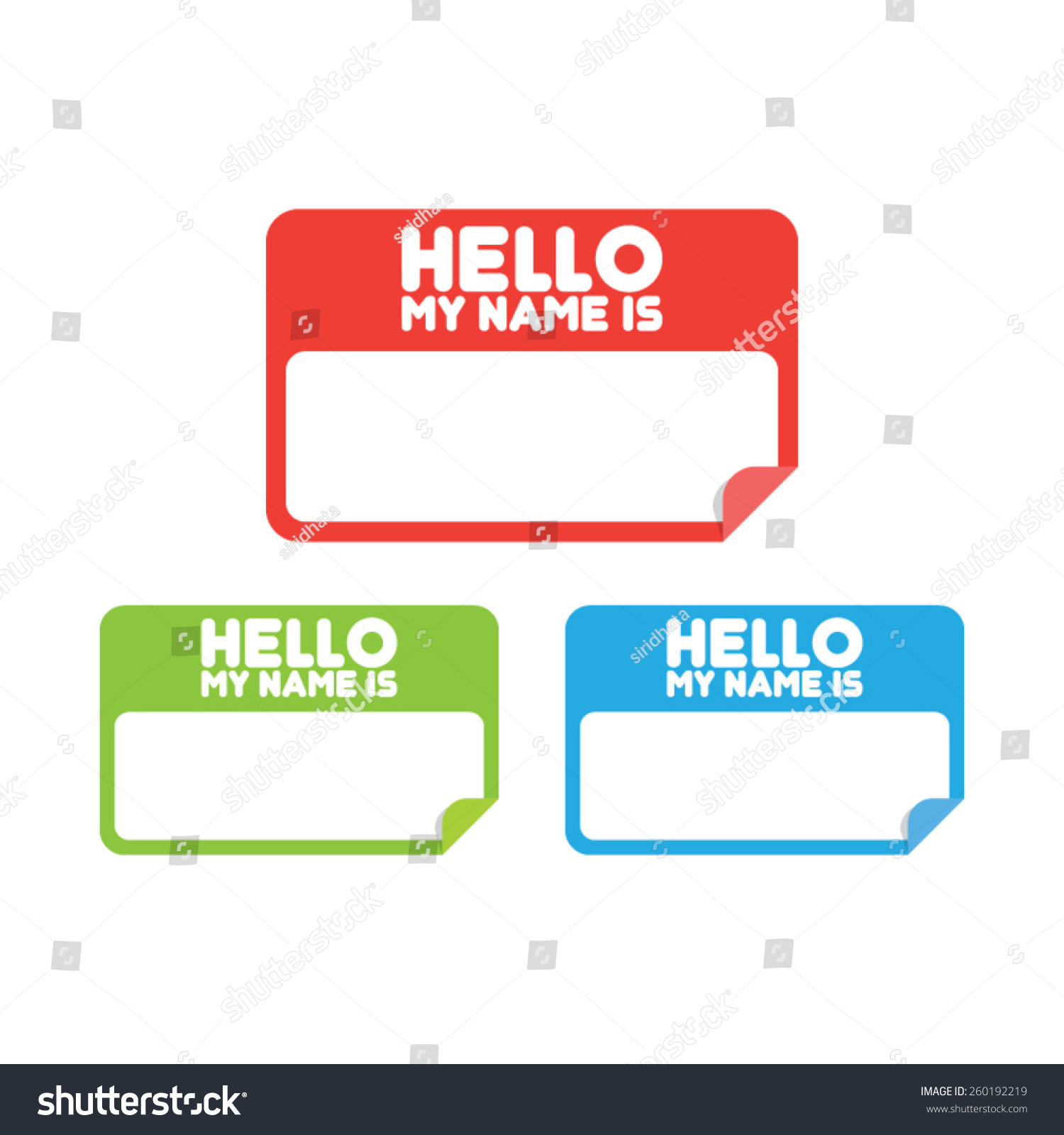 Name Tag Stickers Stock Vector (Royalty Free) 260192219