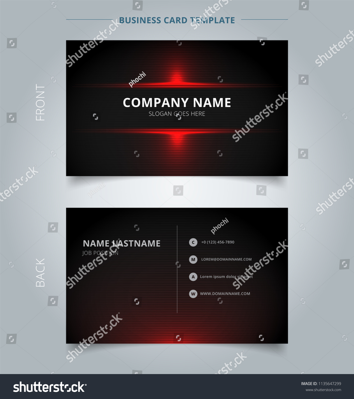 Namecard Template Technology Red Black Pattern 库存矢量图（免版税）1135647299 ...