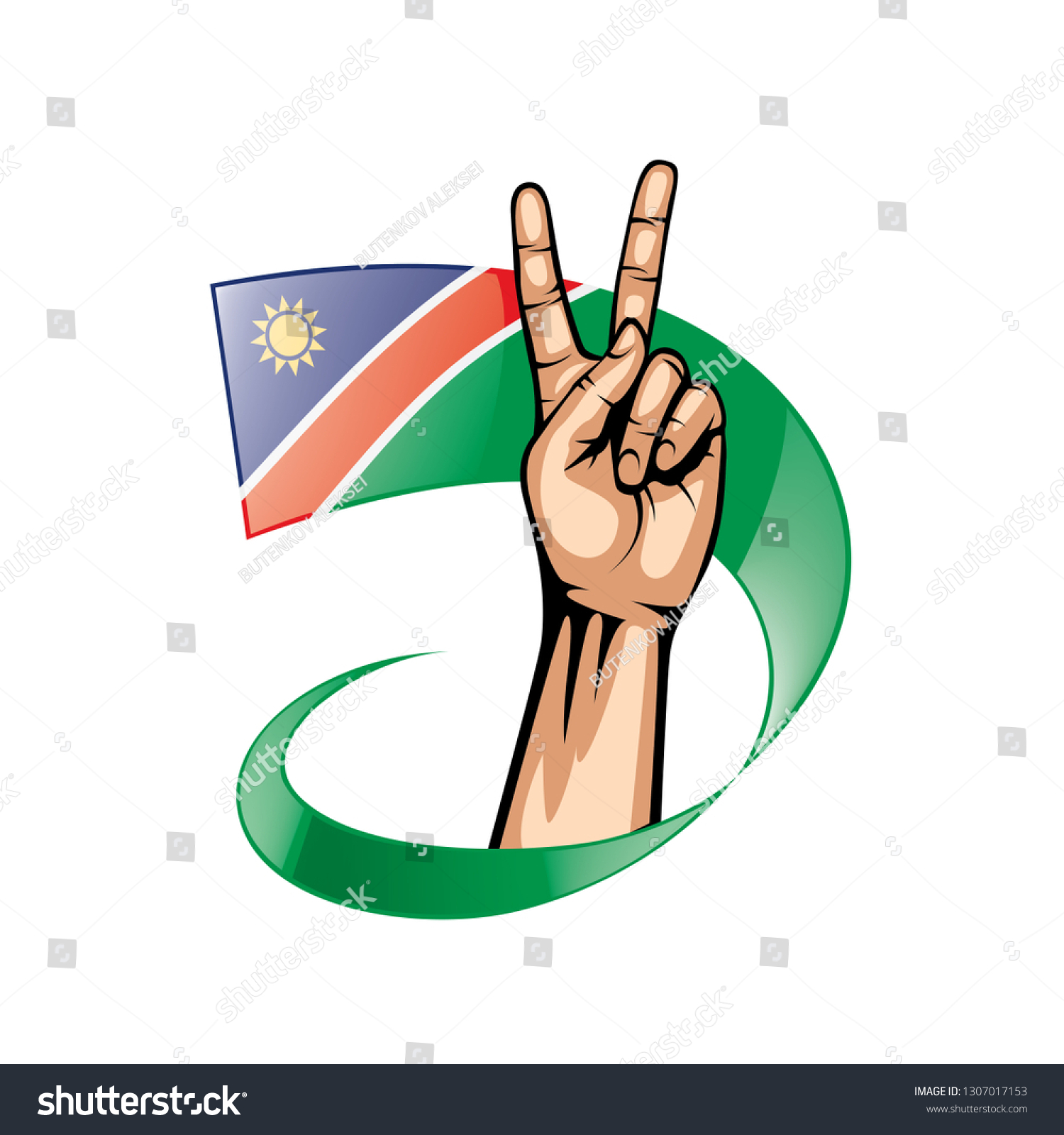 Namibia Flag Hand On White Background Stock Vector (Royalty Free ...