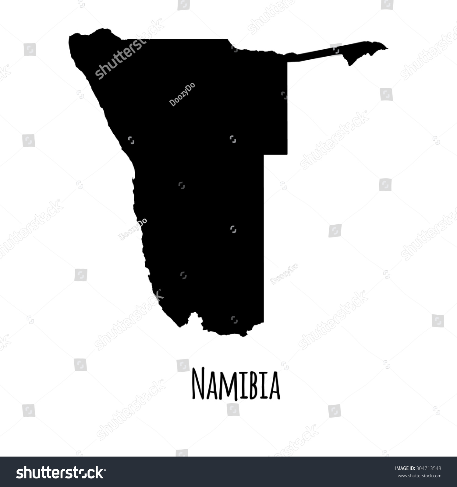 Namibia Vector Black Outline Map Caption: vector de stock (libre de ...