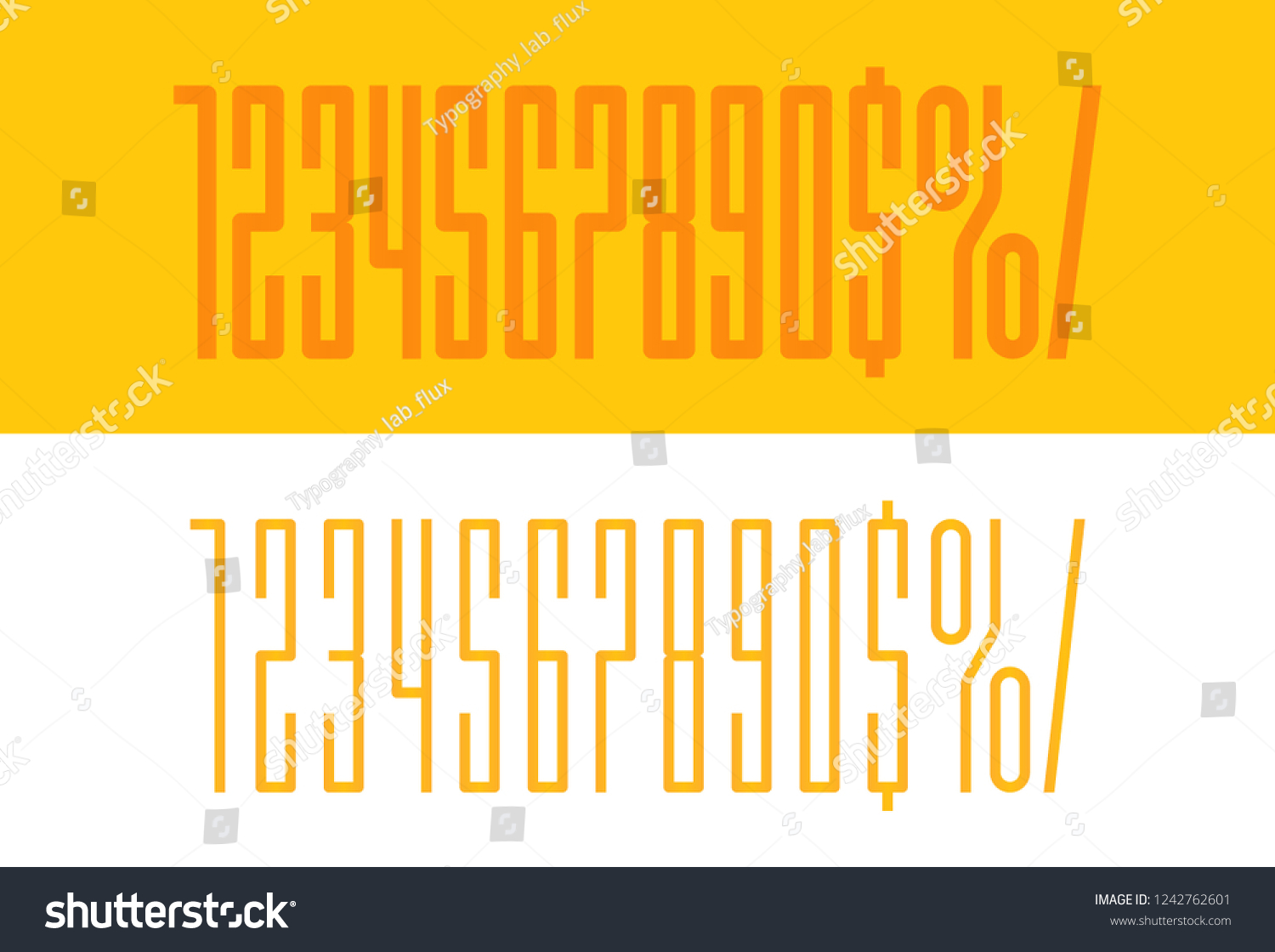 Narrow Font Numbers Set Stock Vector (Royalty Free) 1242762601
