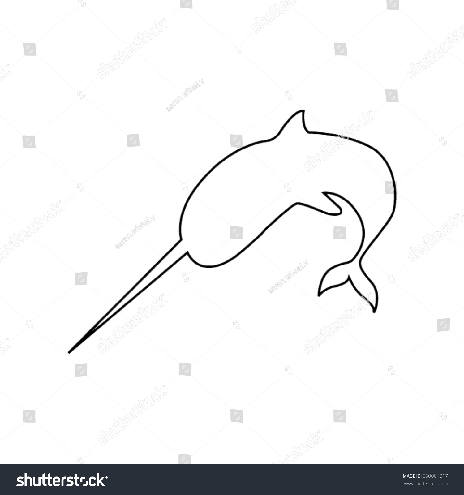 Narwhal Outline Stock Vector (Royalty Free) 550001017