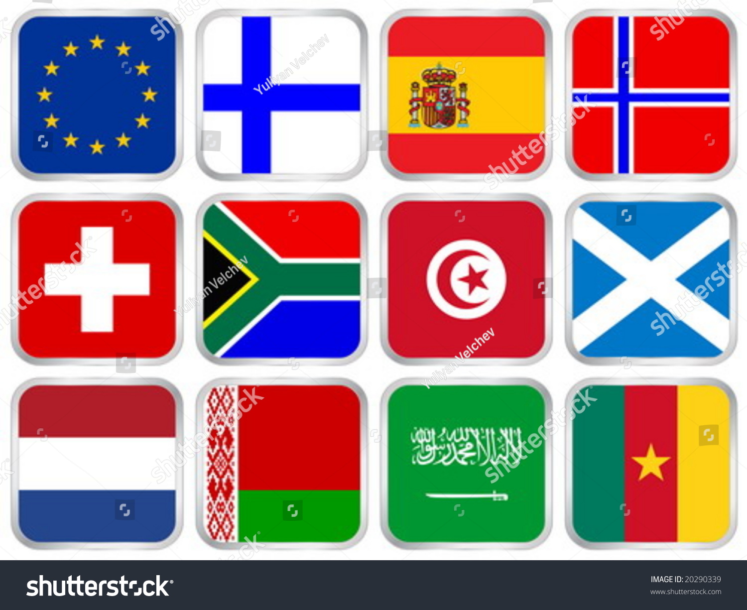 National Flags Square Icon Set Vector Stock Vector (Royalty Free ...