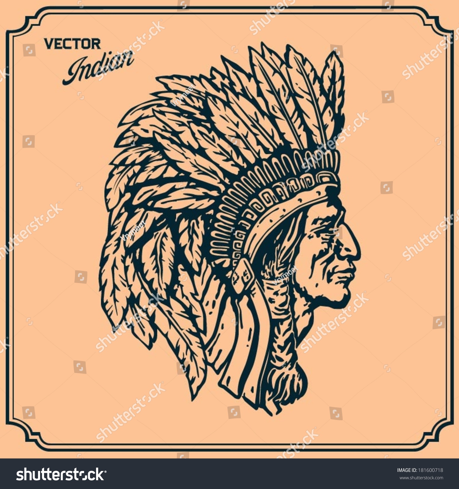 Native American Indian Stock Vector 181600718 - Shutterstock