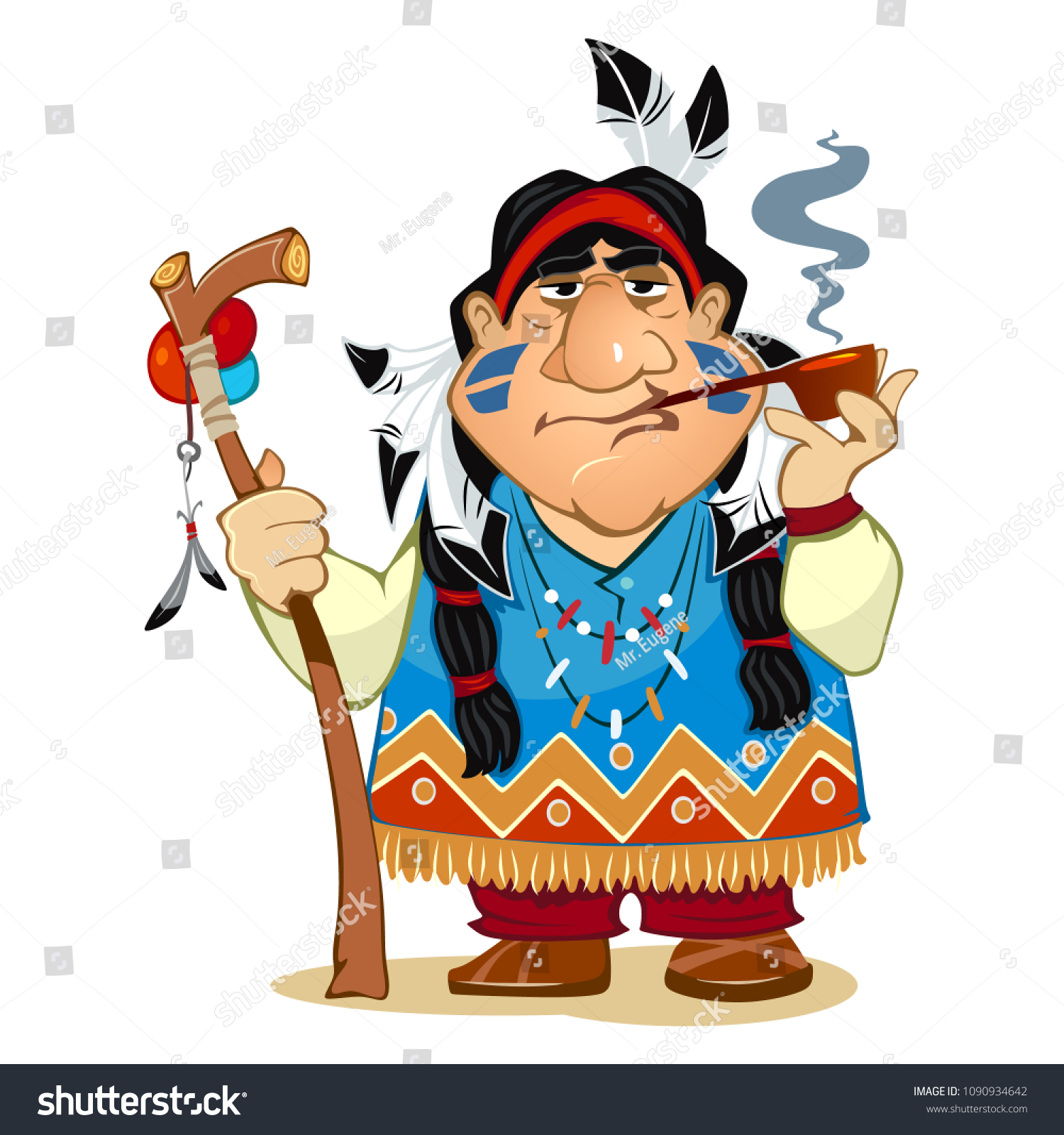 Native American Indians Characters Chieftain: vector de stock (libre de ...