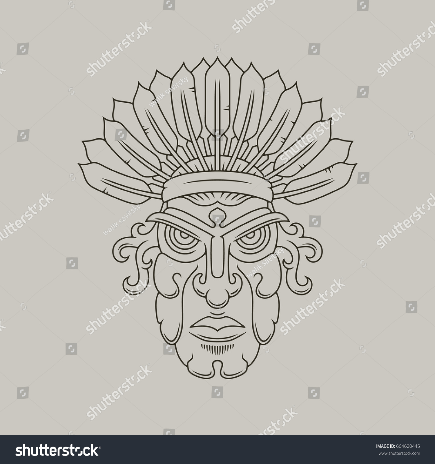 Native American Outline Vector Illustration Stock Vector (Royalty Free ...