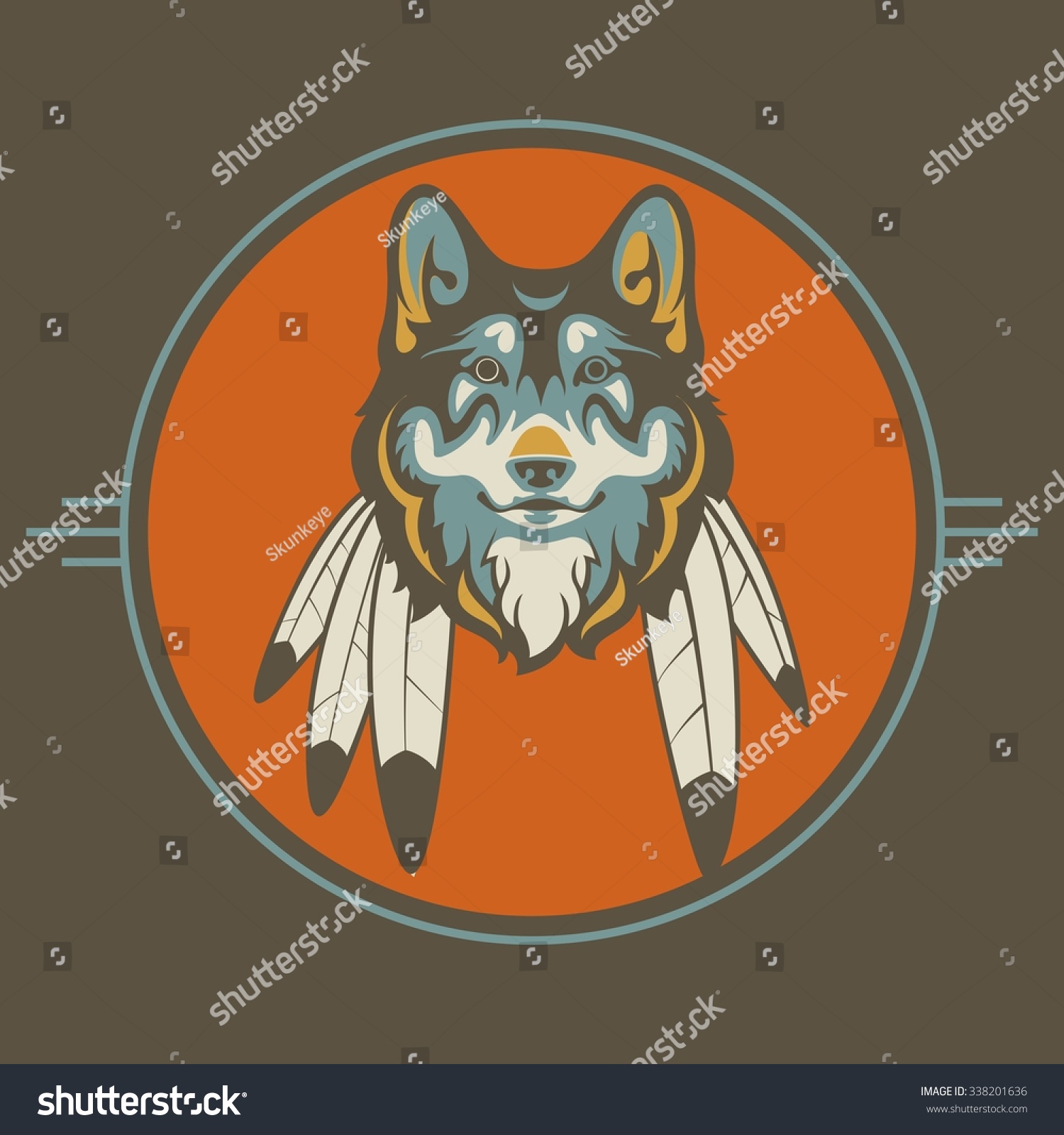 Native American Wolf Vector Stock Vector (Royalty Free) 338201636 ...