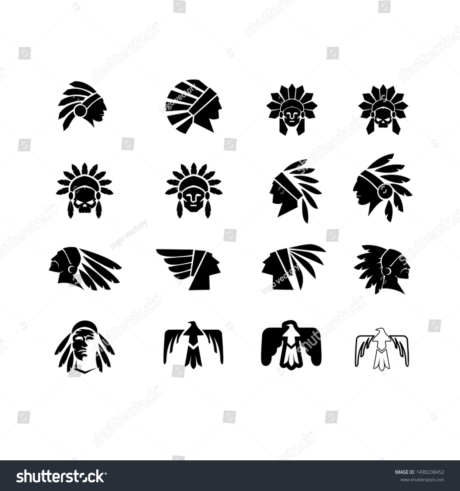 Native Apache Indian Set Logo Icon Stock Vector (Royalty Free) 1490238452
