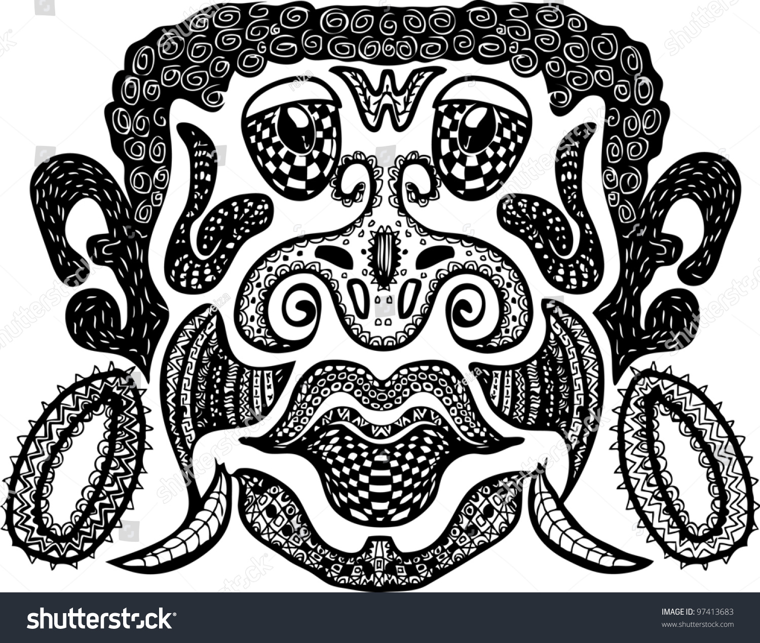 Native Art Face Doodle: เวกเตอร์สต็อก (ปลอดค่าลิขสิทธิ์) 97413683 ...