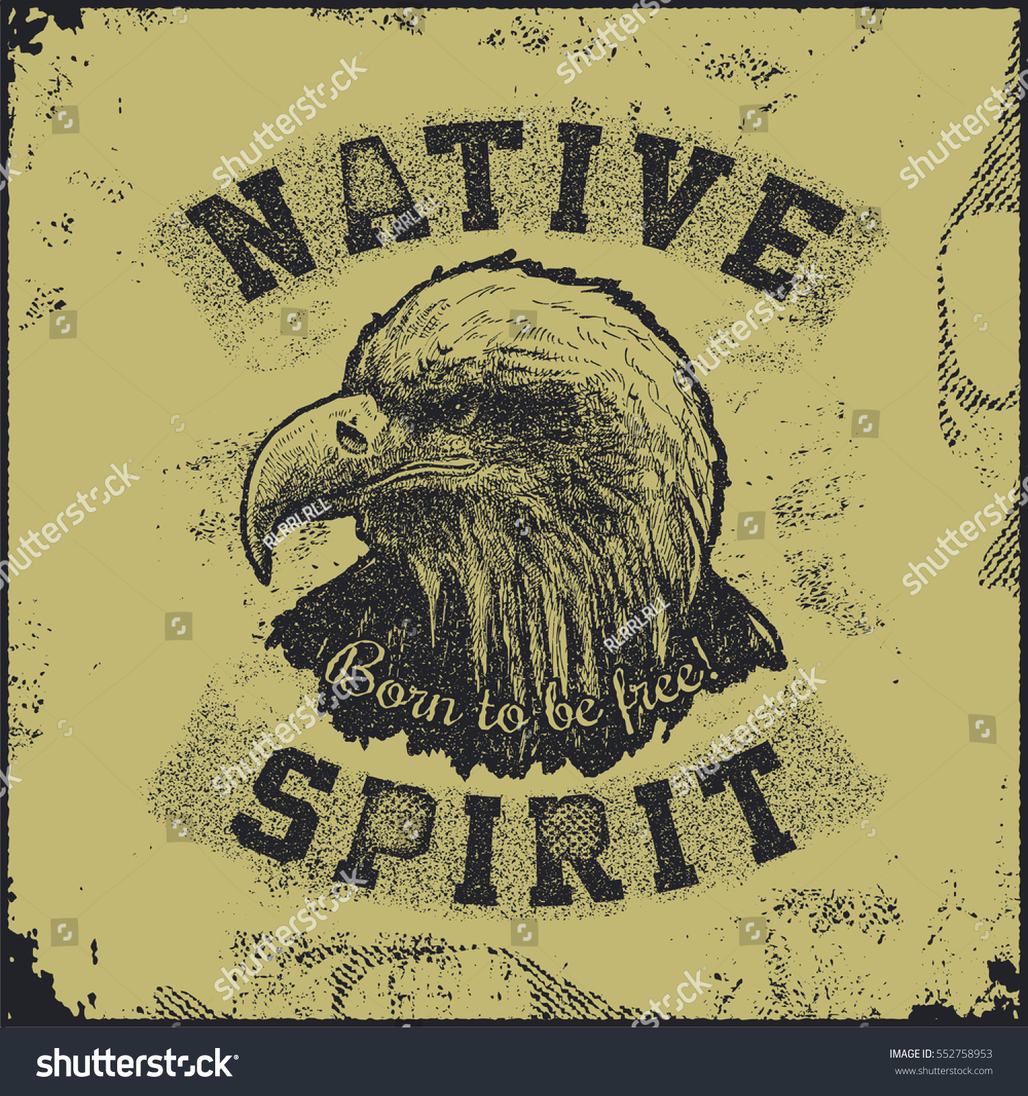 Native Spirit Poster Eagle Vector Illustration Stock Vector (Royalty ...