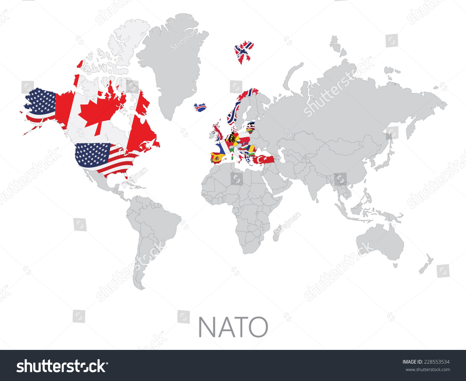 La OTAN en el mapa mundial: vector de stock (libre de regalías ...