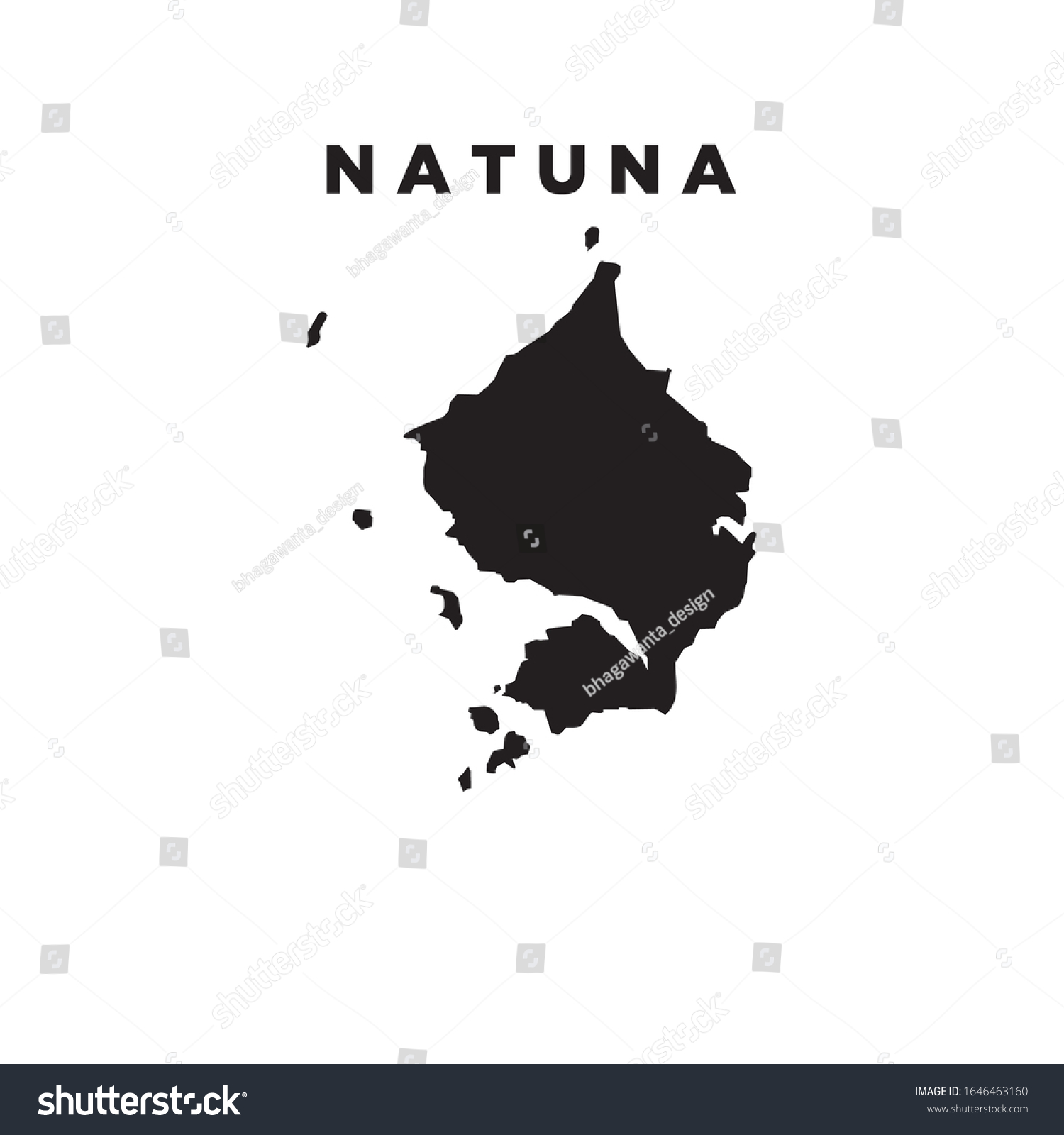 Natuna Island Map Silhouette Vector Stock Vector (Royalty Free) 1646463160