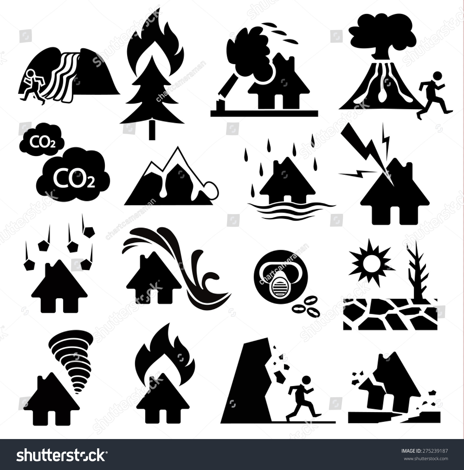Natural Disaster Icon Set Stock Vector (Royalty Free) 275239187