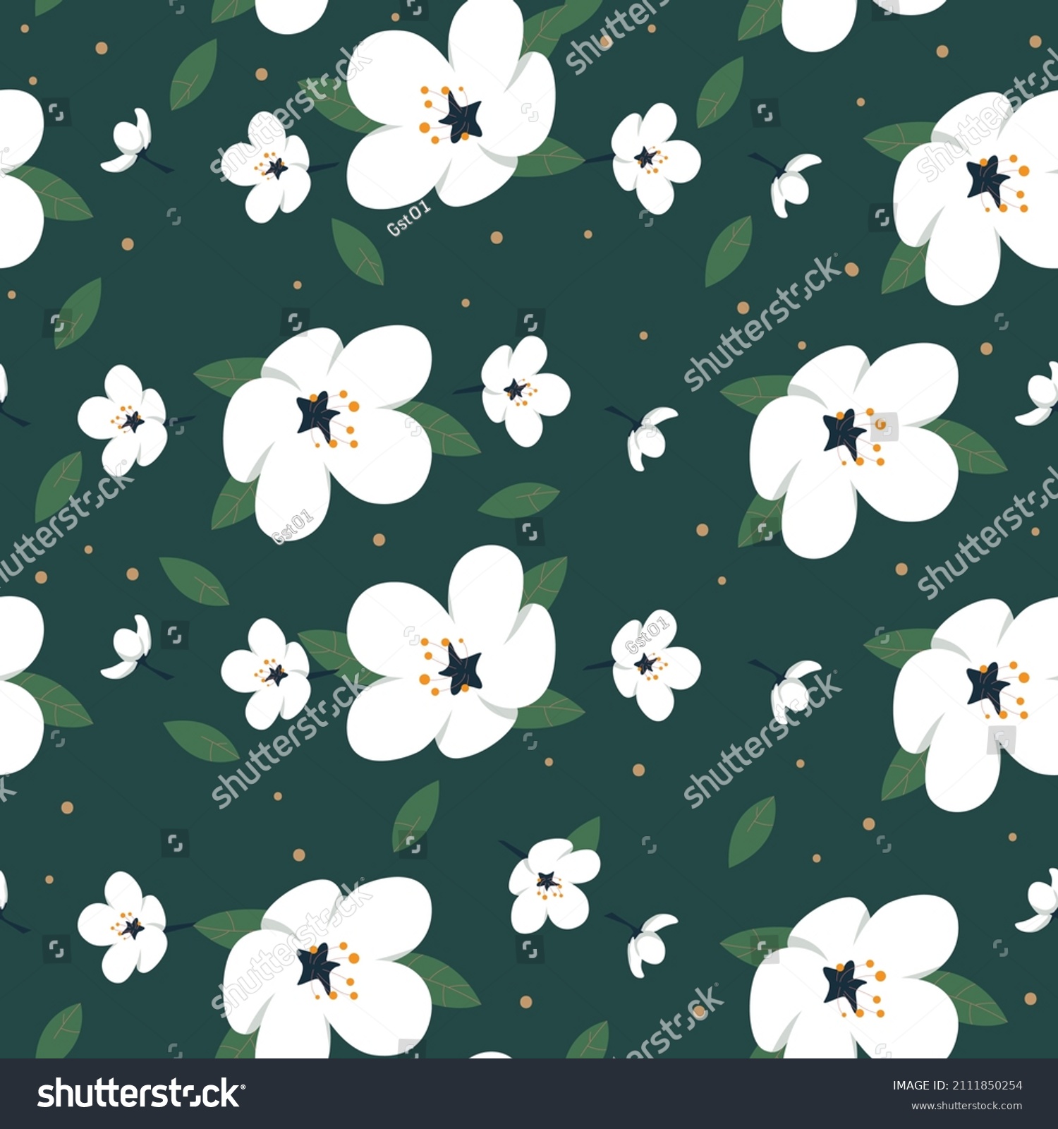 Natural Flowers Pattern Template Contrast Classic Stock Vector (Royalty ...
