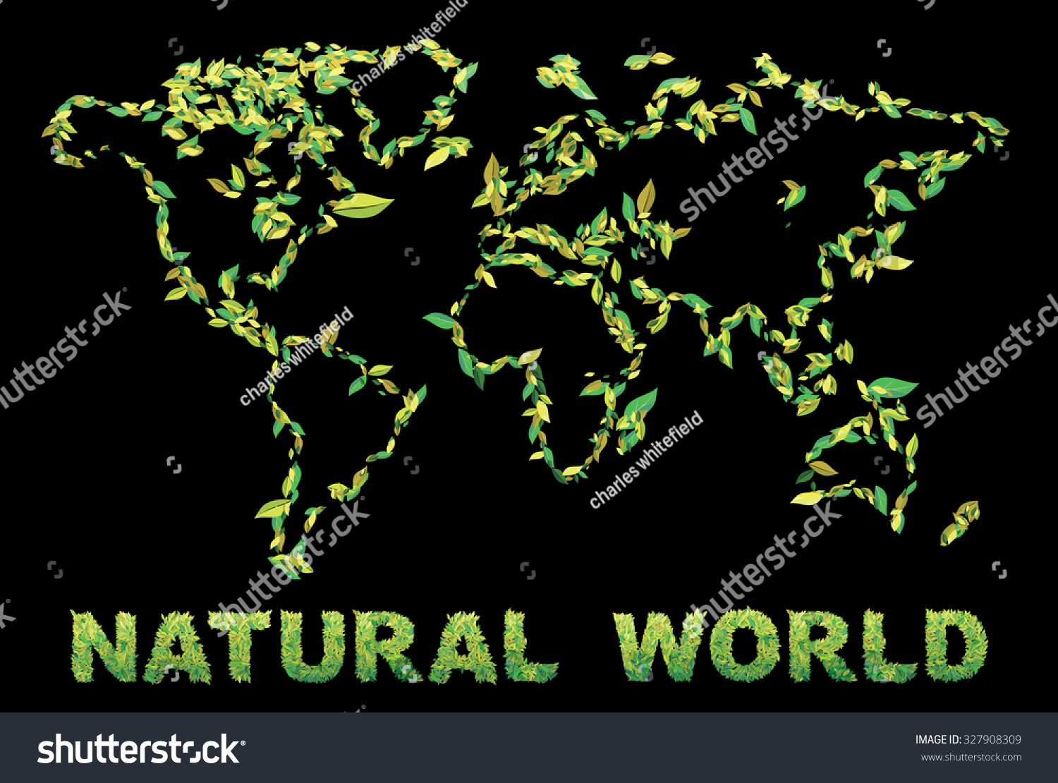 Natural World Map World Leaf Stock Vector (Royalty Free) 327908309 ...