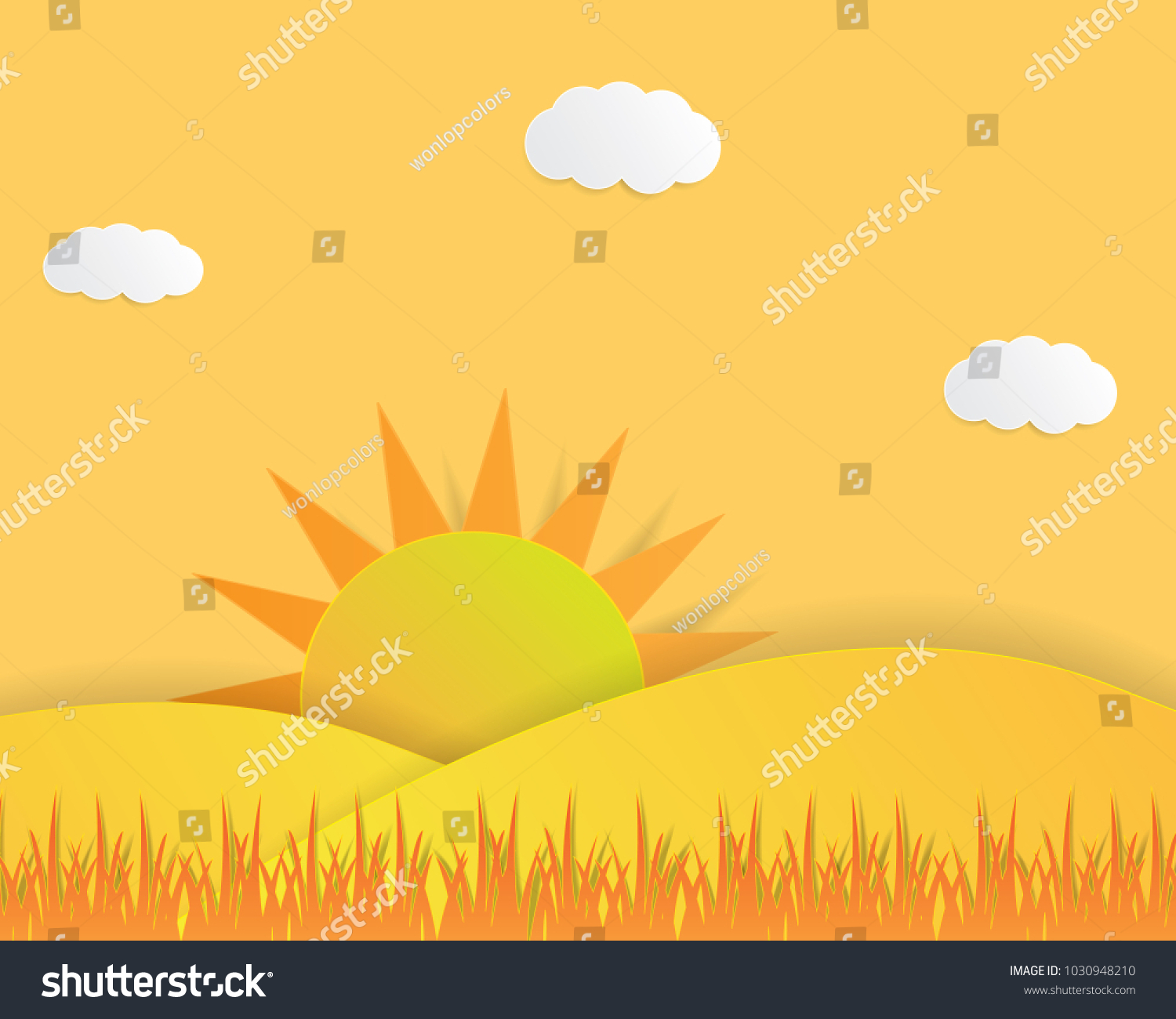 Nature Landscape Background Cuted Paper Design Stock Vector (Royalty ...