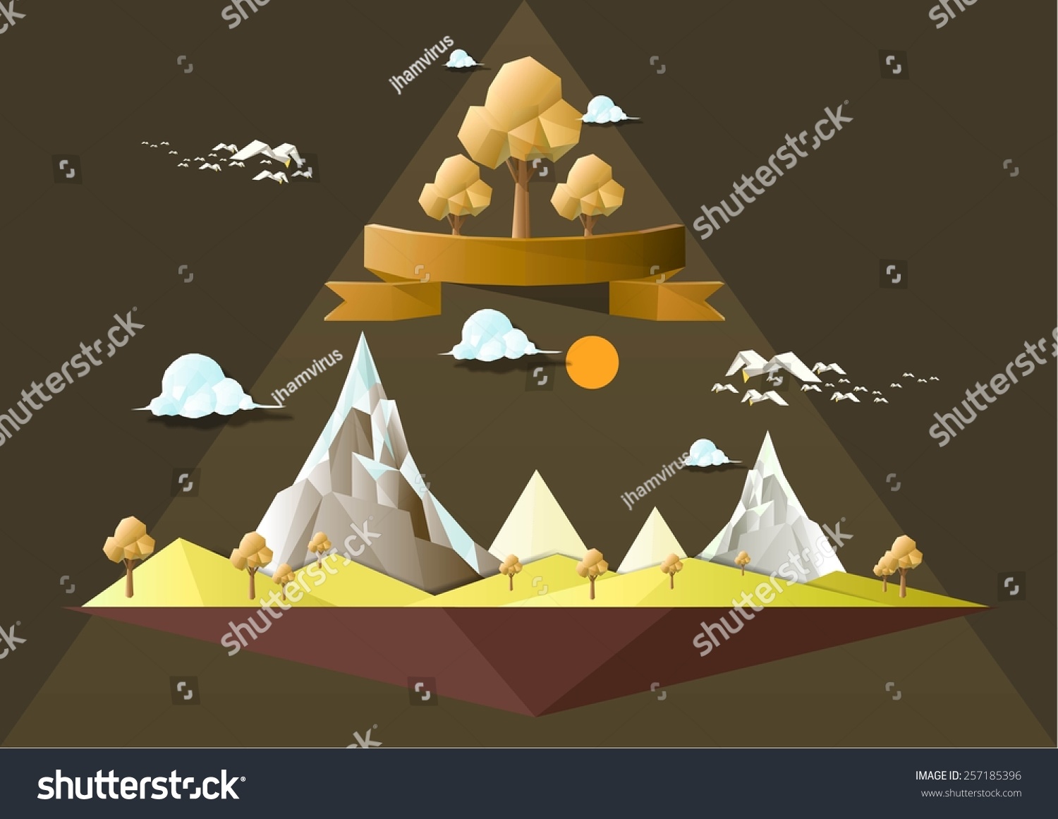 Nature Landscape Vector Low Poly Polygon Stock Vector (Royalty Free ...