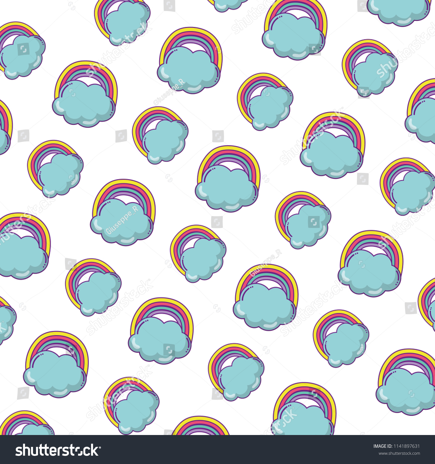Nature Rainbow Weather Cloud Background Stock Vector (Royalty Free ...