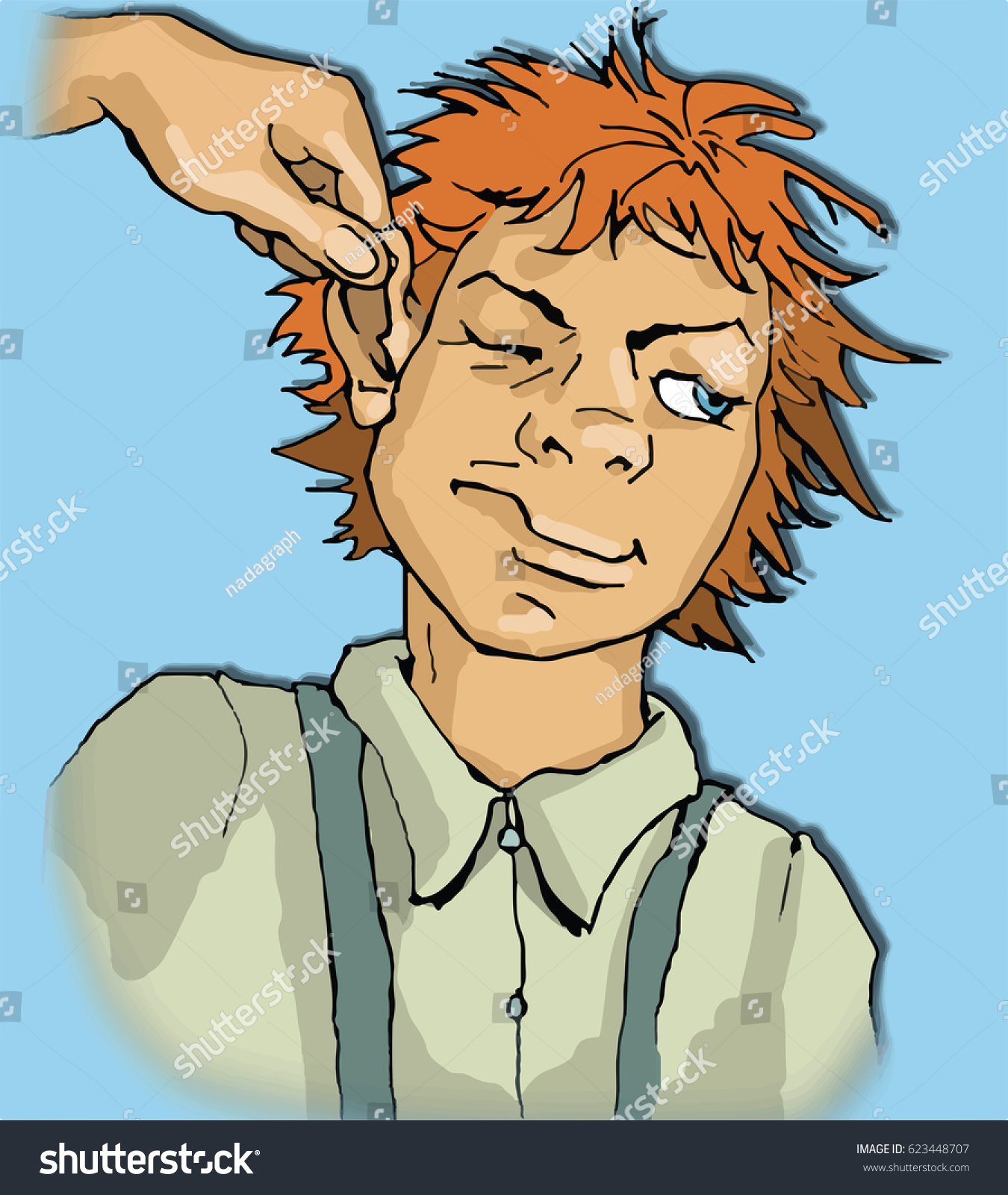 Naughty Boy Pulled By Ear Stock Vector (Royalty Free) 623448707