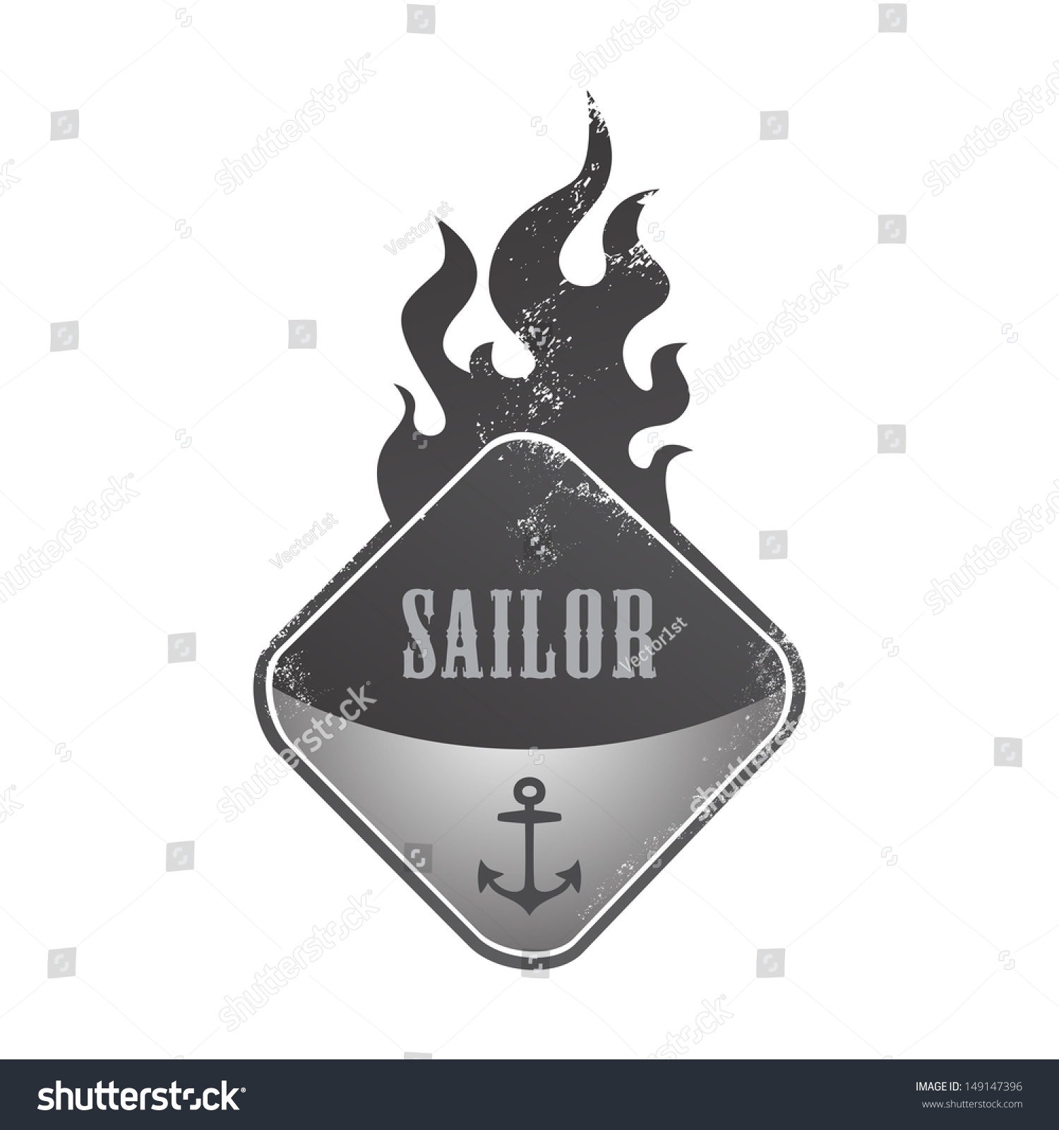 Nautical Anchor Sign Grey Stock Vector (Royalty Free) 149147396 ...