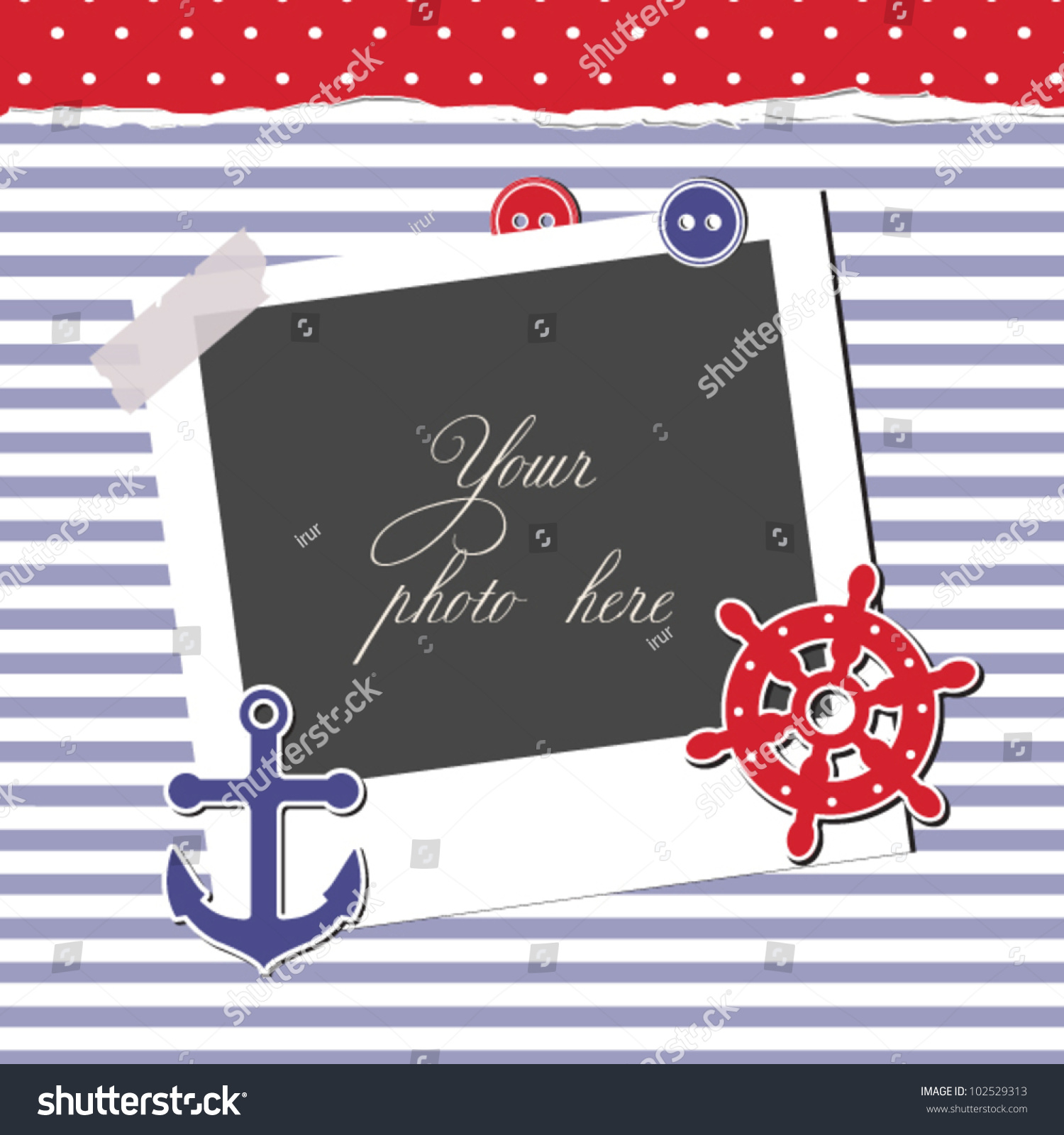 Nautical Card Scrapbook Template Stock Vector (Royalty Free) 102529313
