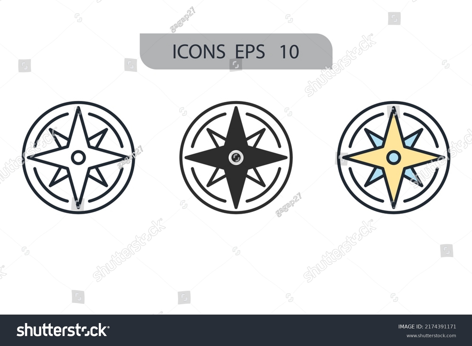 Nautical Chart Icons Symbol Vector Elements Stock Vector (Royalty Free ...