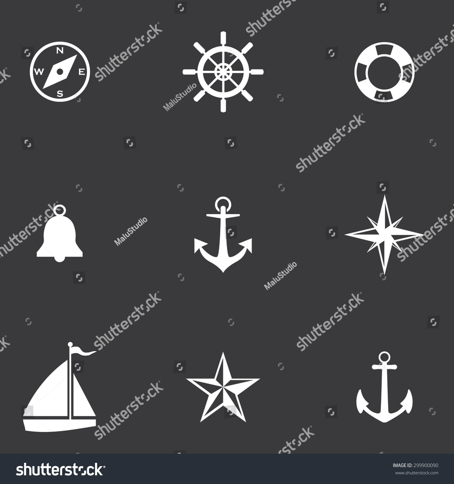 Nautical Icon Set Stock Vector (Royalty Free) 299900090