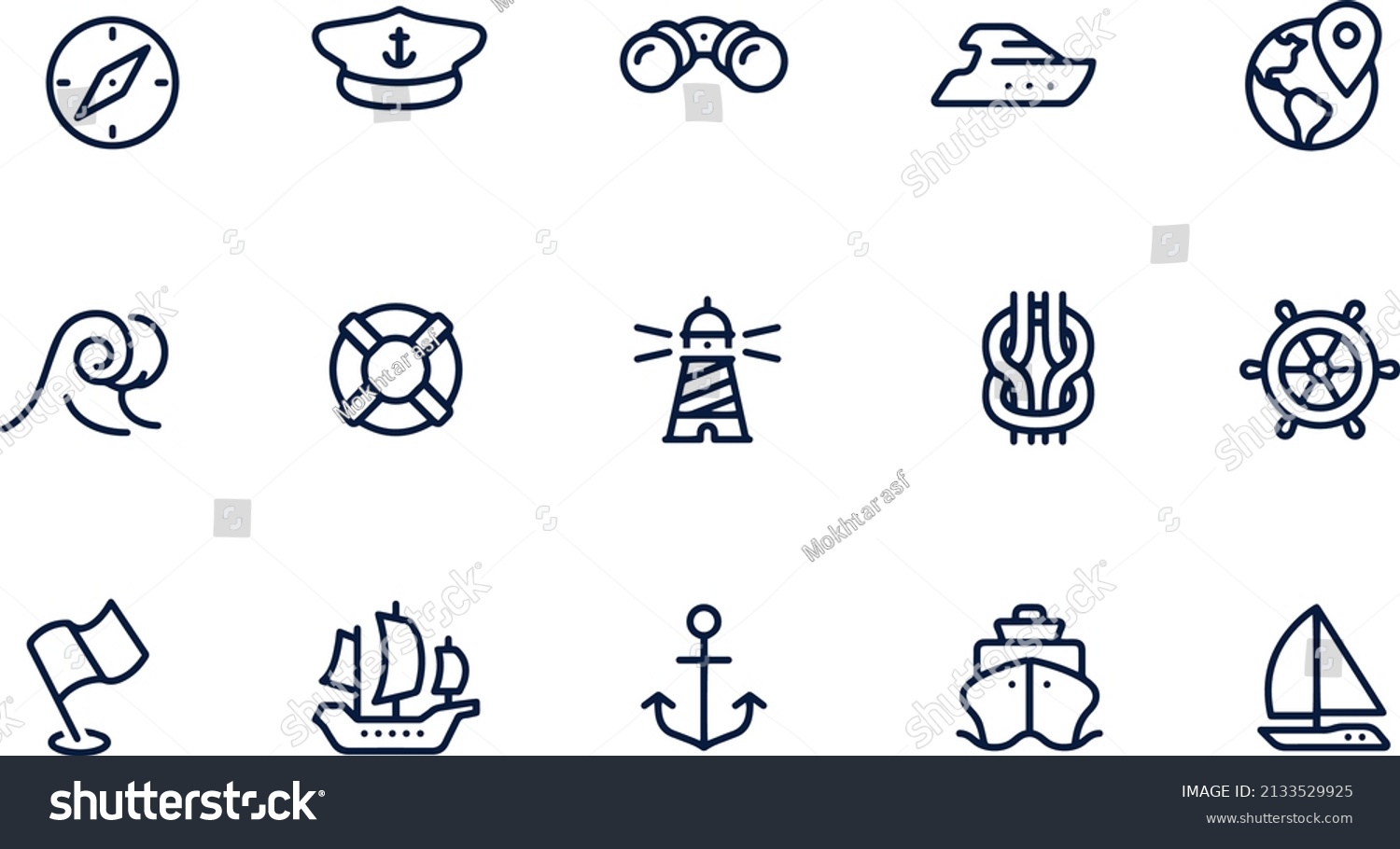 Nautical Line Icons Vector Design Stock Vector (Royalty Free ...