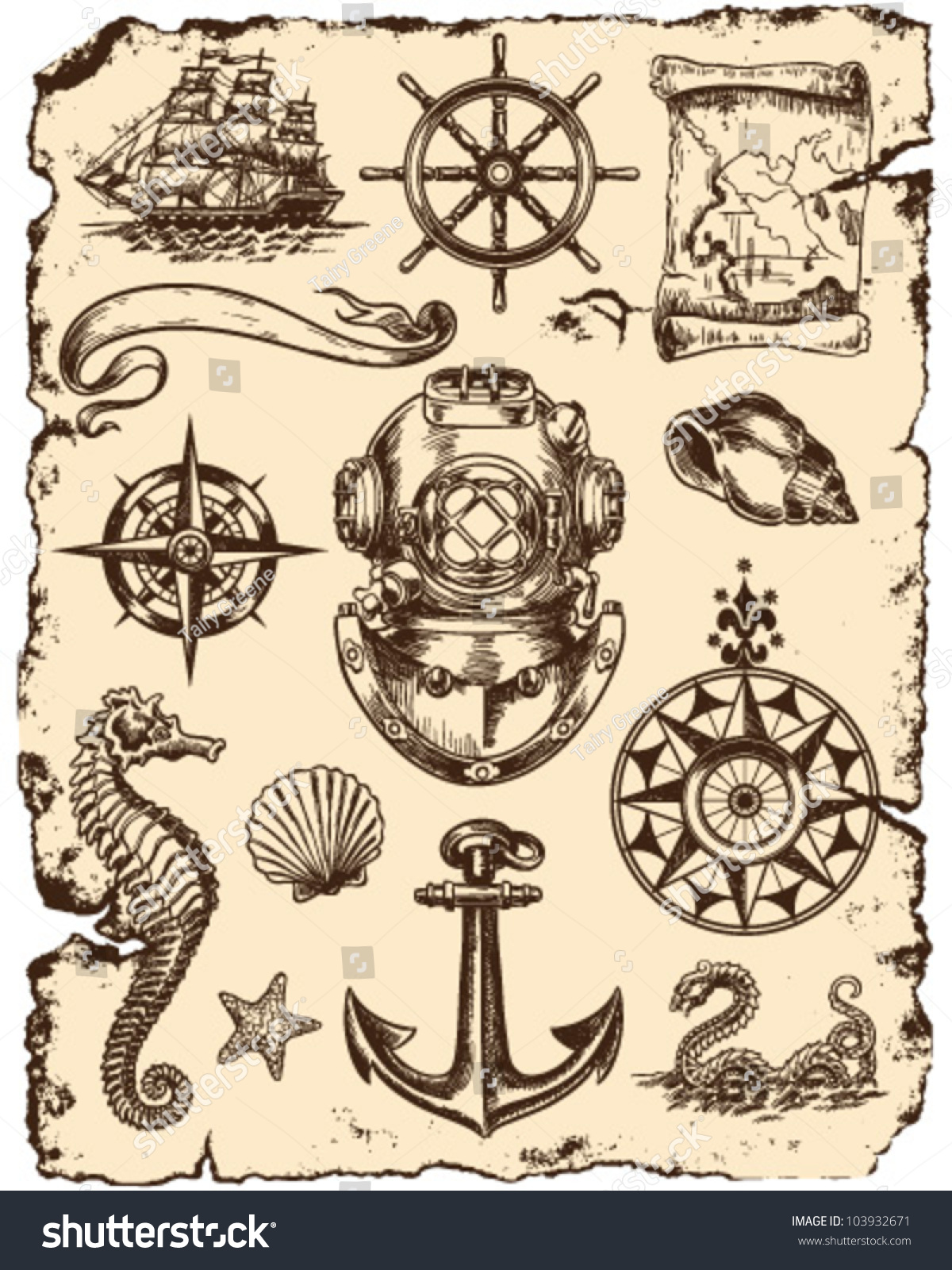 Nautical Vector Illustration Set - 103932671 : Shutterstock