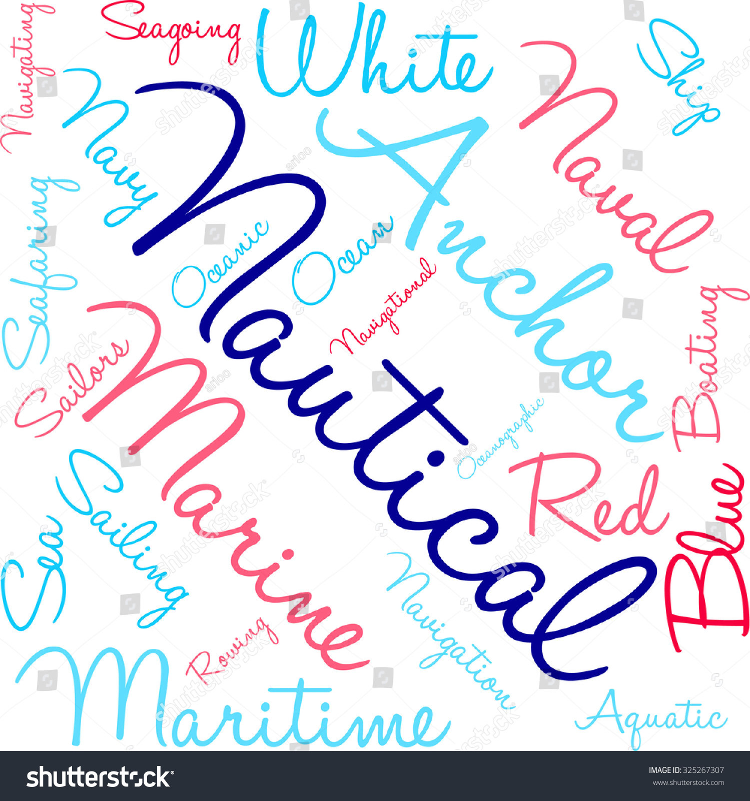 Nautical Word Cloud On White Background Stock Vector (Royalty Free ...