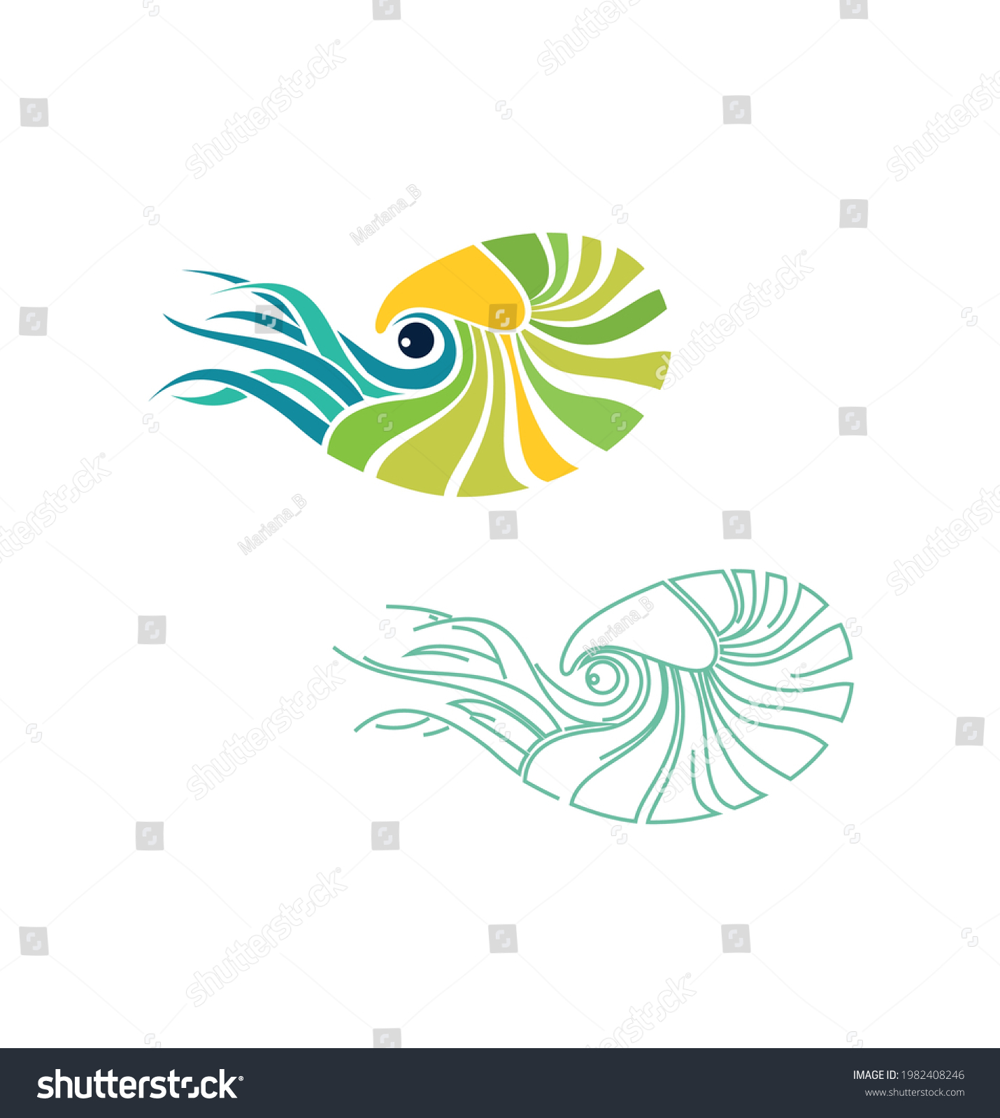 Nautilus Floating On Seabed Logo Icon Stock Vector (Royalty Free ...