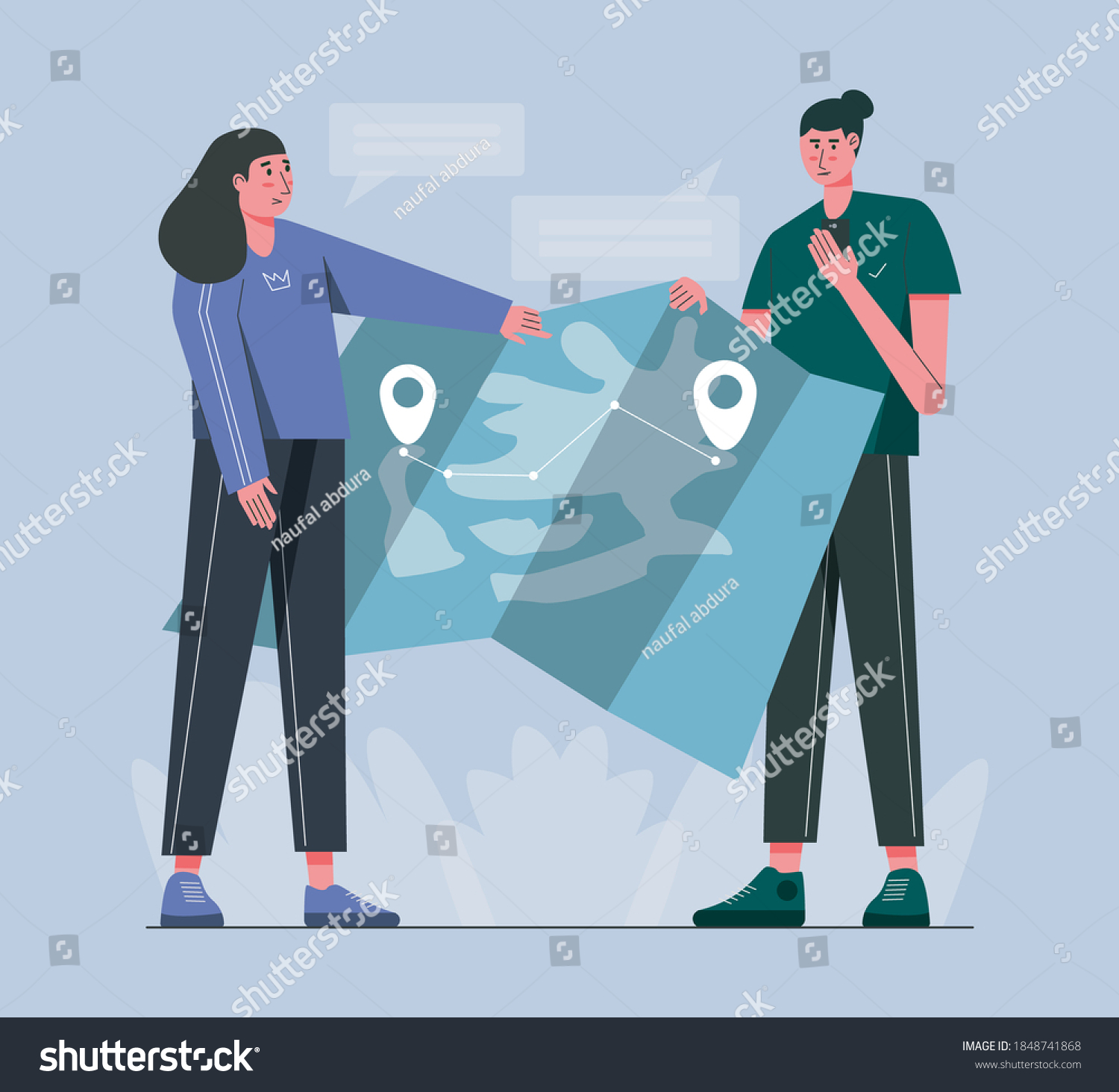 Navigating System On Map Concept Illustration Stock Vector (Royalty ...