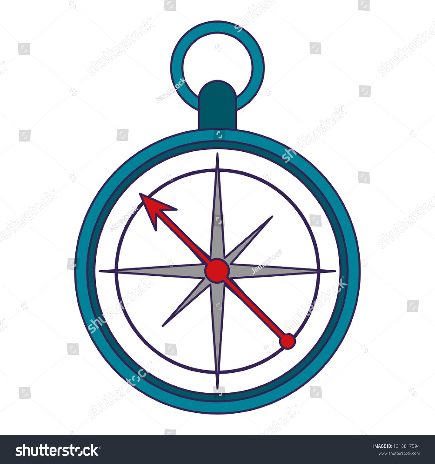 Navigation Compass Symbol Isolated Blue Lines Stock Vector (Royalty ...