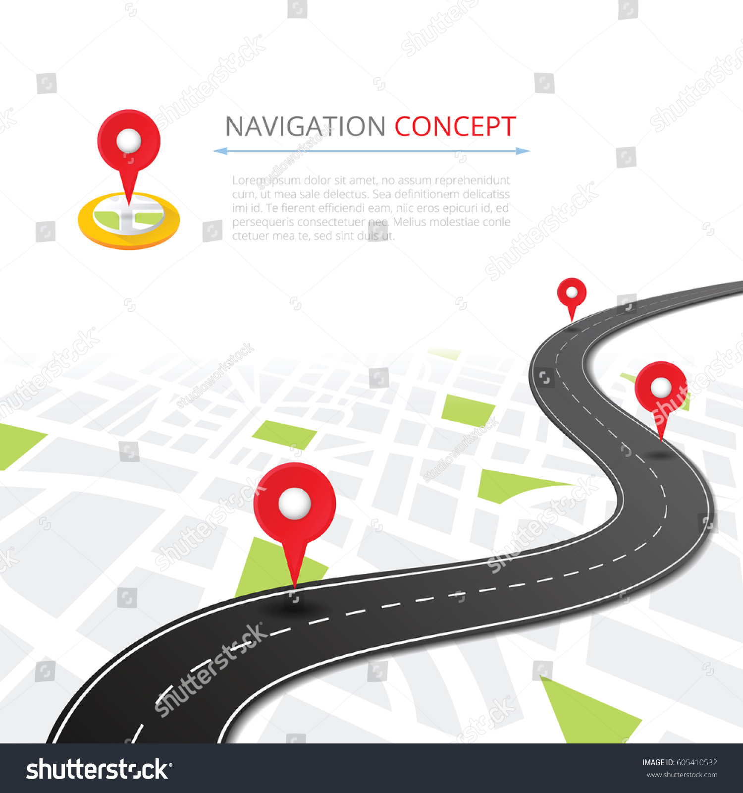 Navigation Concept Pin Pointer Vector Illustration Stock Vector ...
