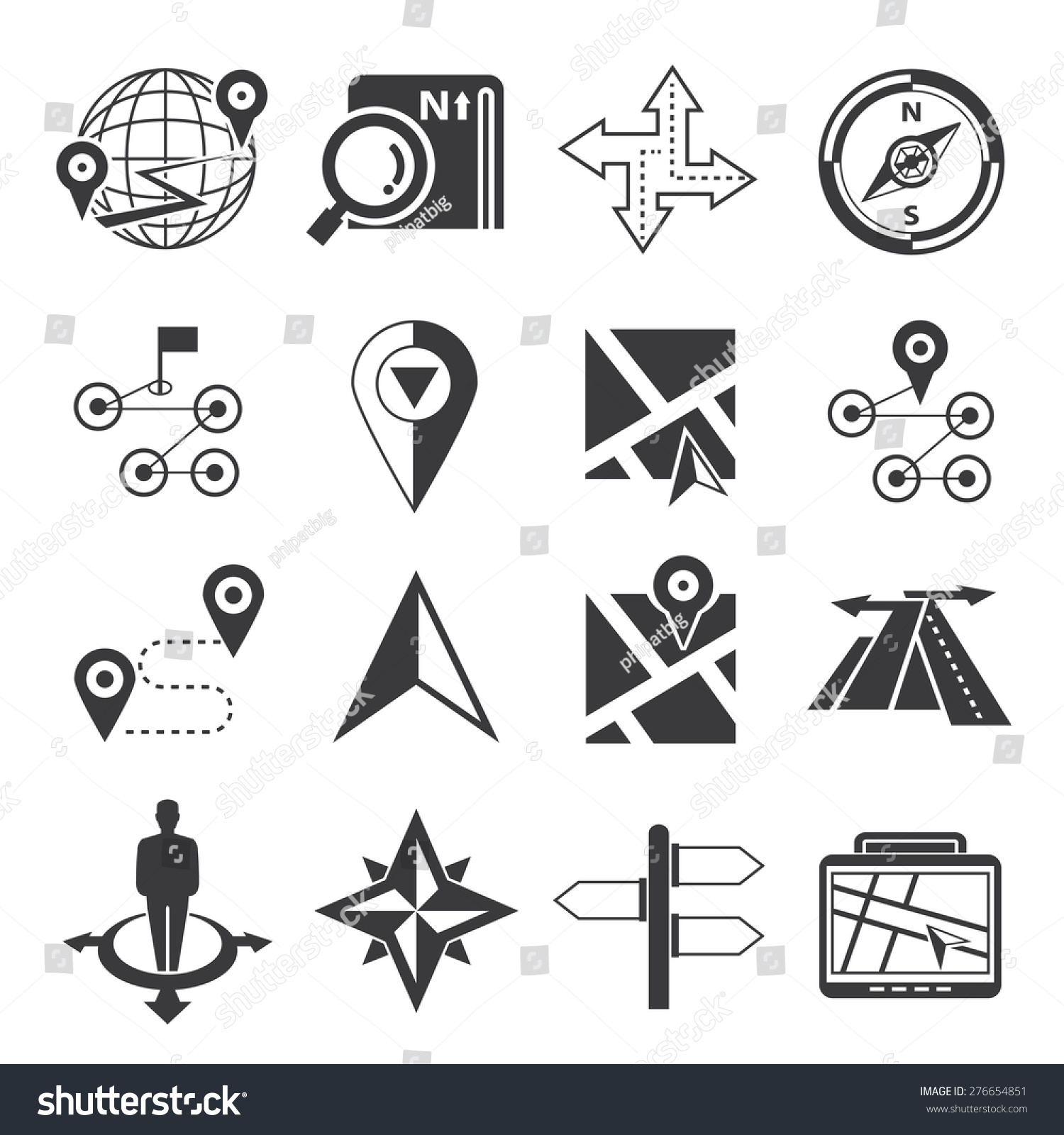 Navigation Icons, Map Icons Set Stock Vector Illustration 276654851 ...