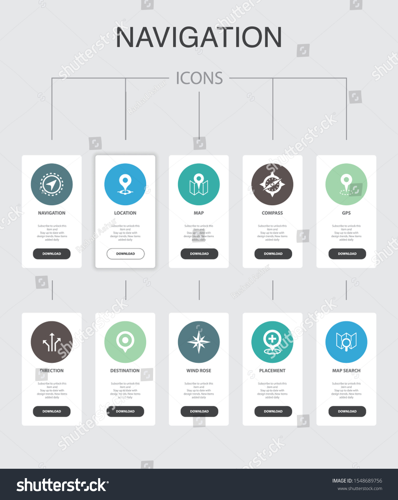 Navigation Infographic 10 Steps Ui Designlocation Stock Vector (Royalty ...