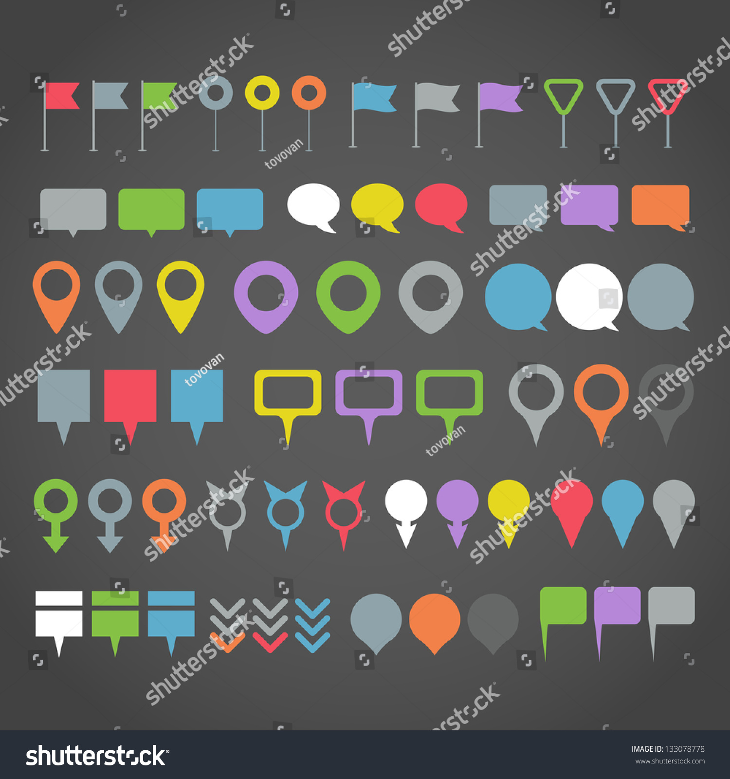 Navigation Pins Collection Stock Vector (Royalty Free) 133078778 ...