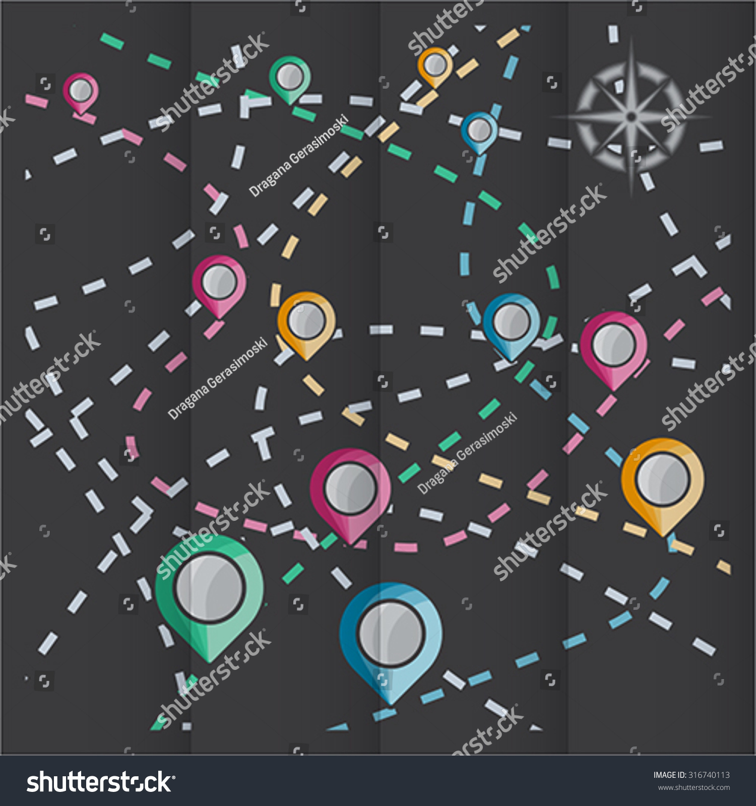 Navigation Road Map Background Route Location: vector de stock (libre ...