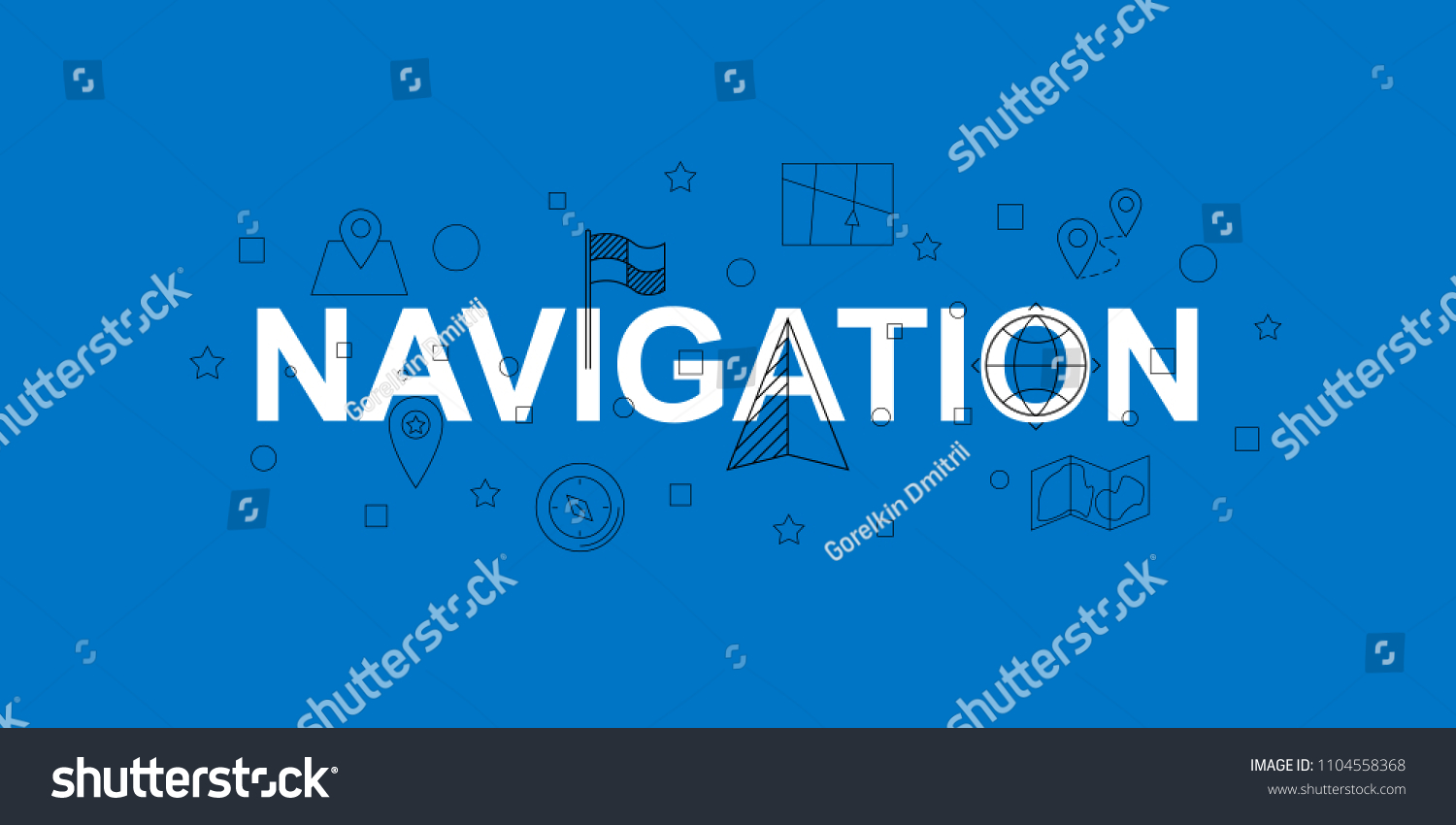 Navigation Vector Banner Word Line Icon Stock Vector (Royalty Free ...