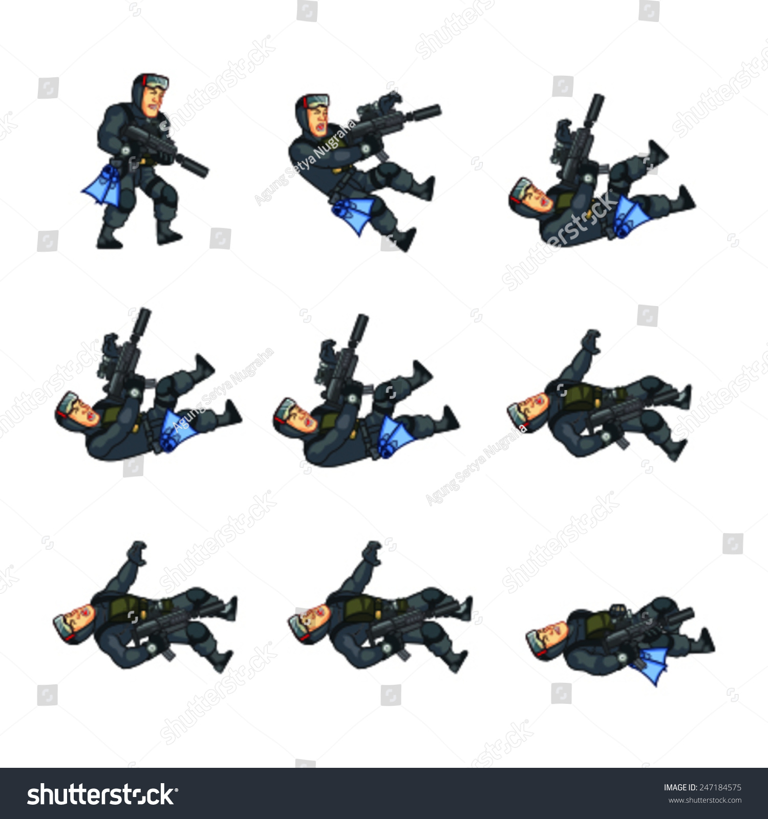 Navy Seal Dying Sprite: เวกเตอร์สต็อก (ปลอดค่าลิขสิทธิ์) 247184575