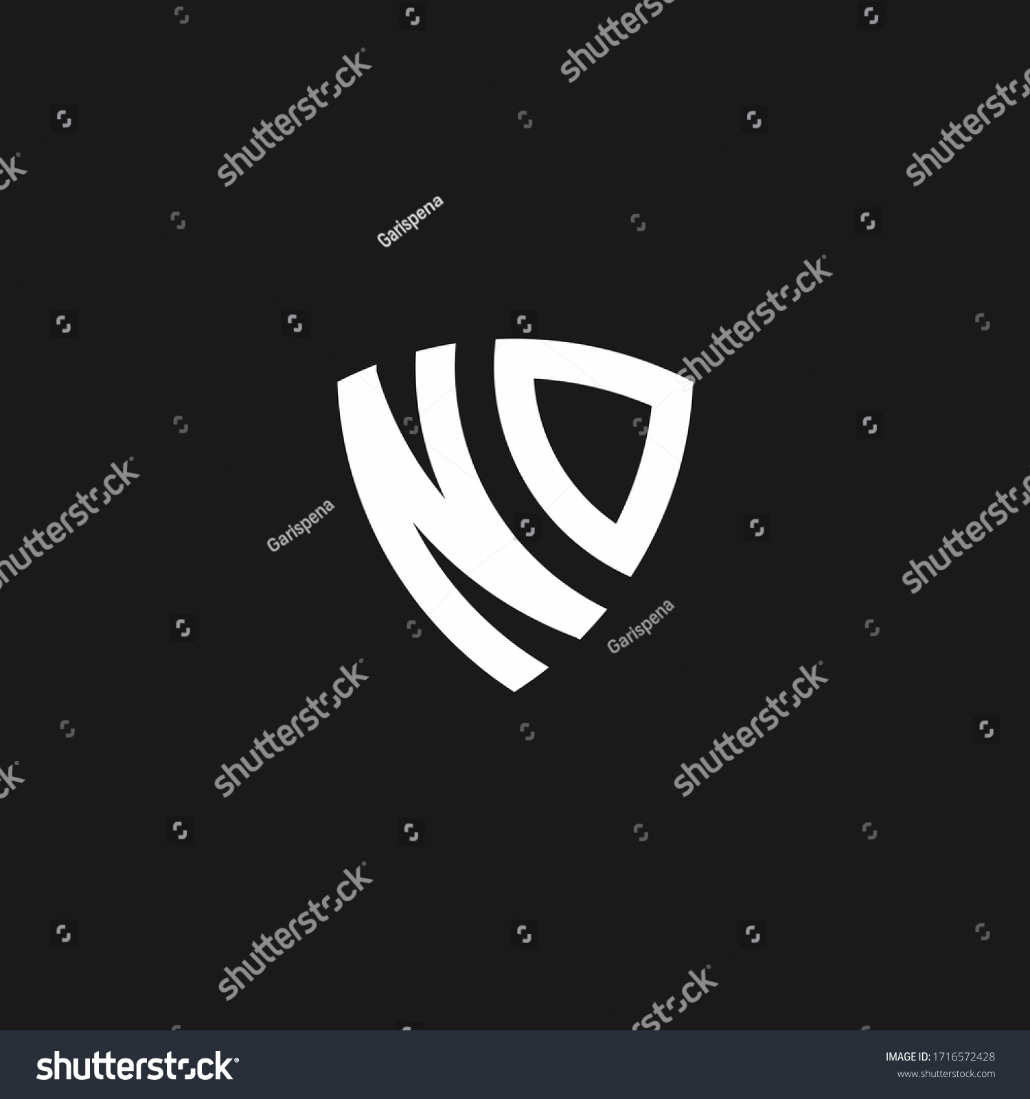 Nd Monogram Logo Shield Shape Design Stock Vector (Royalty Free) 1716572428