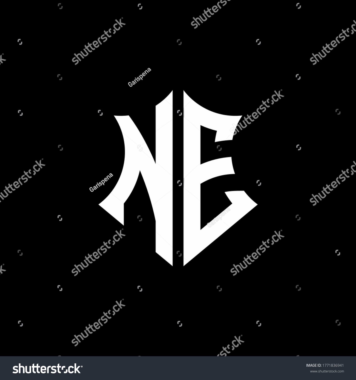 Ne Monogram Logo Sharp Shield Style Stock Vector (Royalty Free) 1771836941