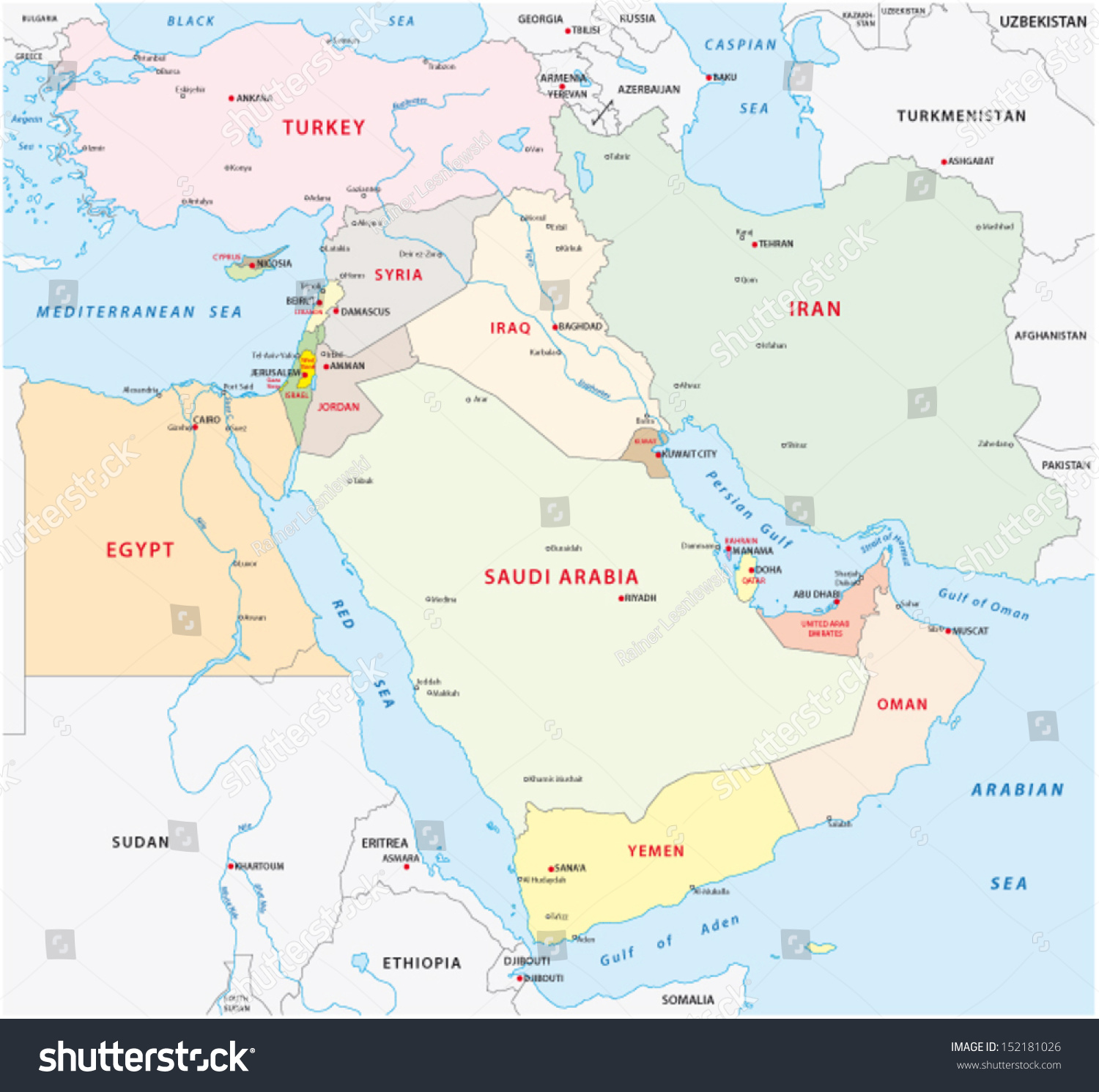 Near East Map Stock Vector (Royalty Free) 152181026